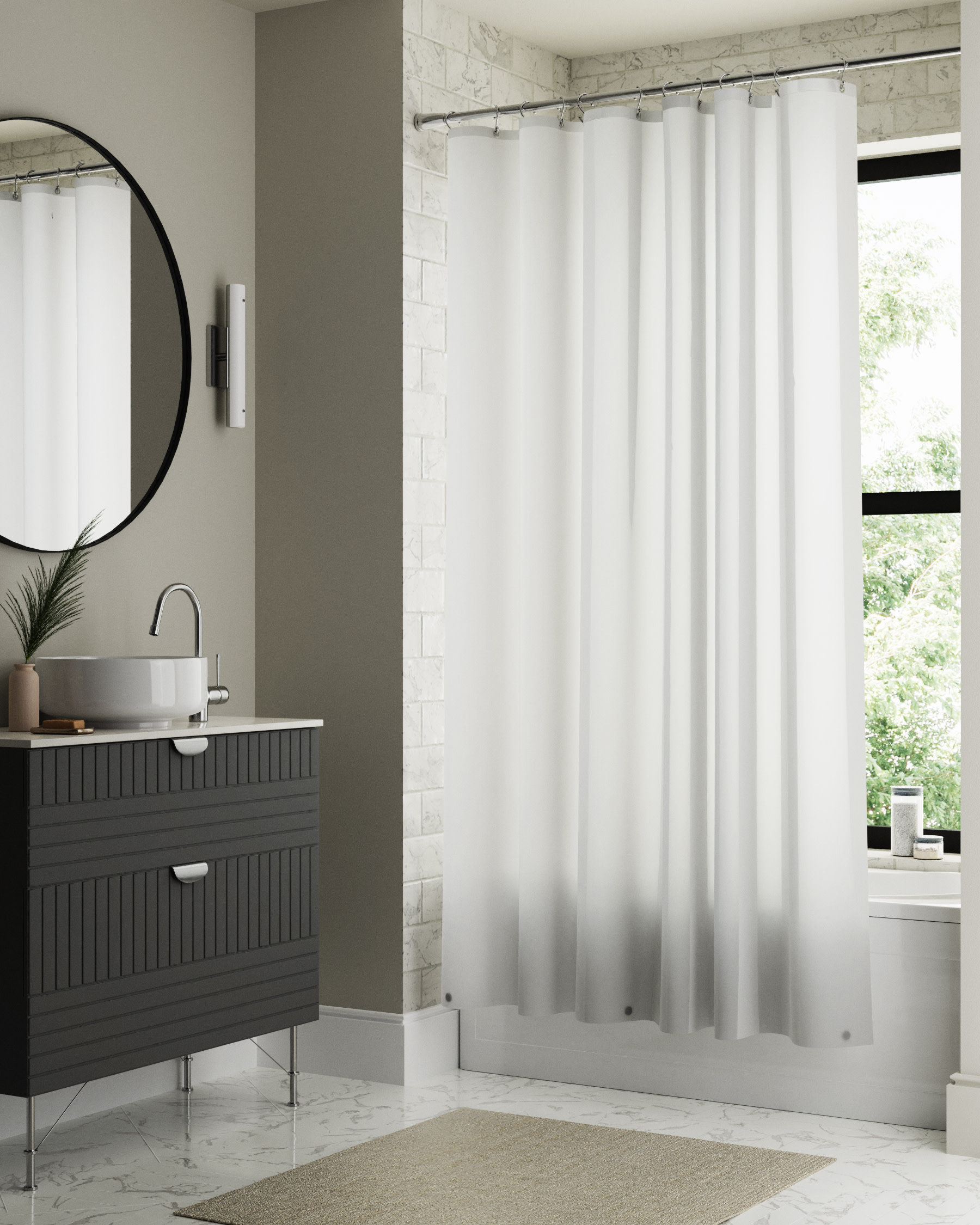 Mainstays Medium Weight PEVA Shower Liner 54" x 78" For Bathroom Stall ...