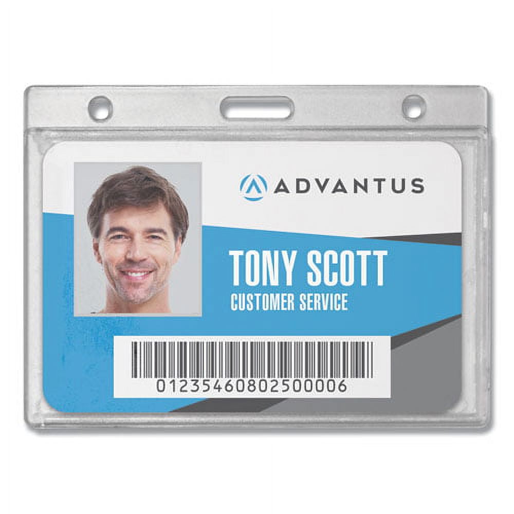 Frosted One-Card Rigid Badge Holders, Horizontal, Frosted 3.68" x 2.75 ...