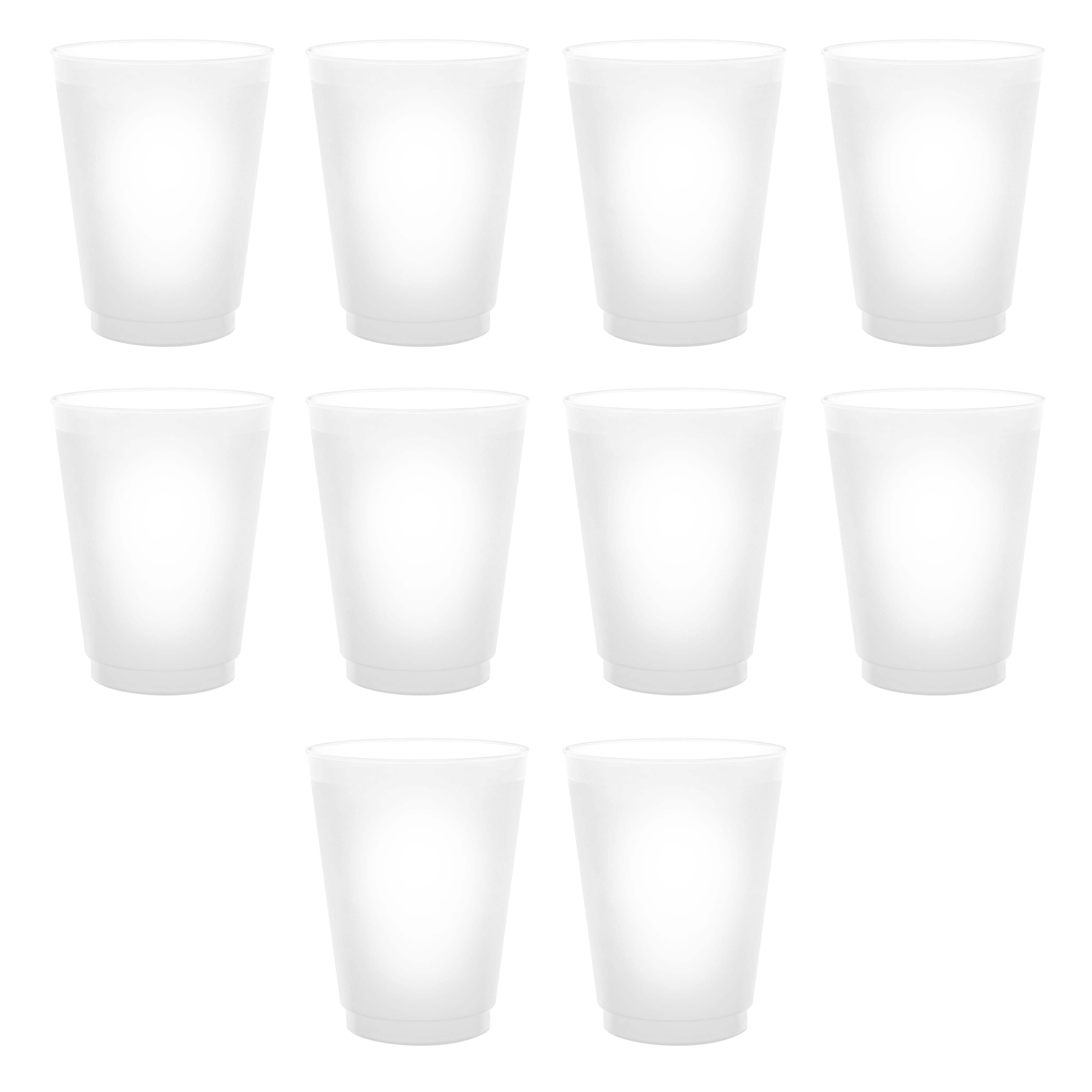 Frosted Plastic Stadium Cups, 10 pack, 16 oz. Shatterproof Flexible ...