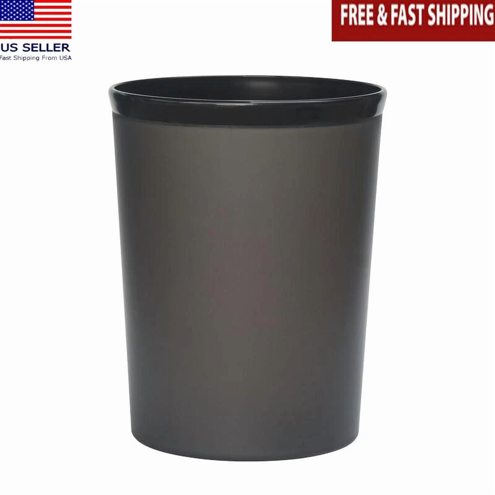 Frosted Plastic Wastebasket Round Trash Bins Space Efficient Modern ...