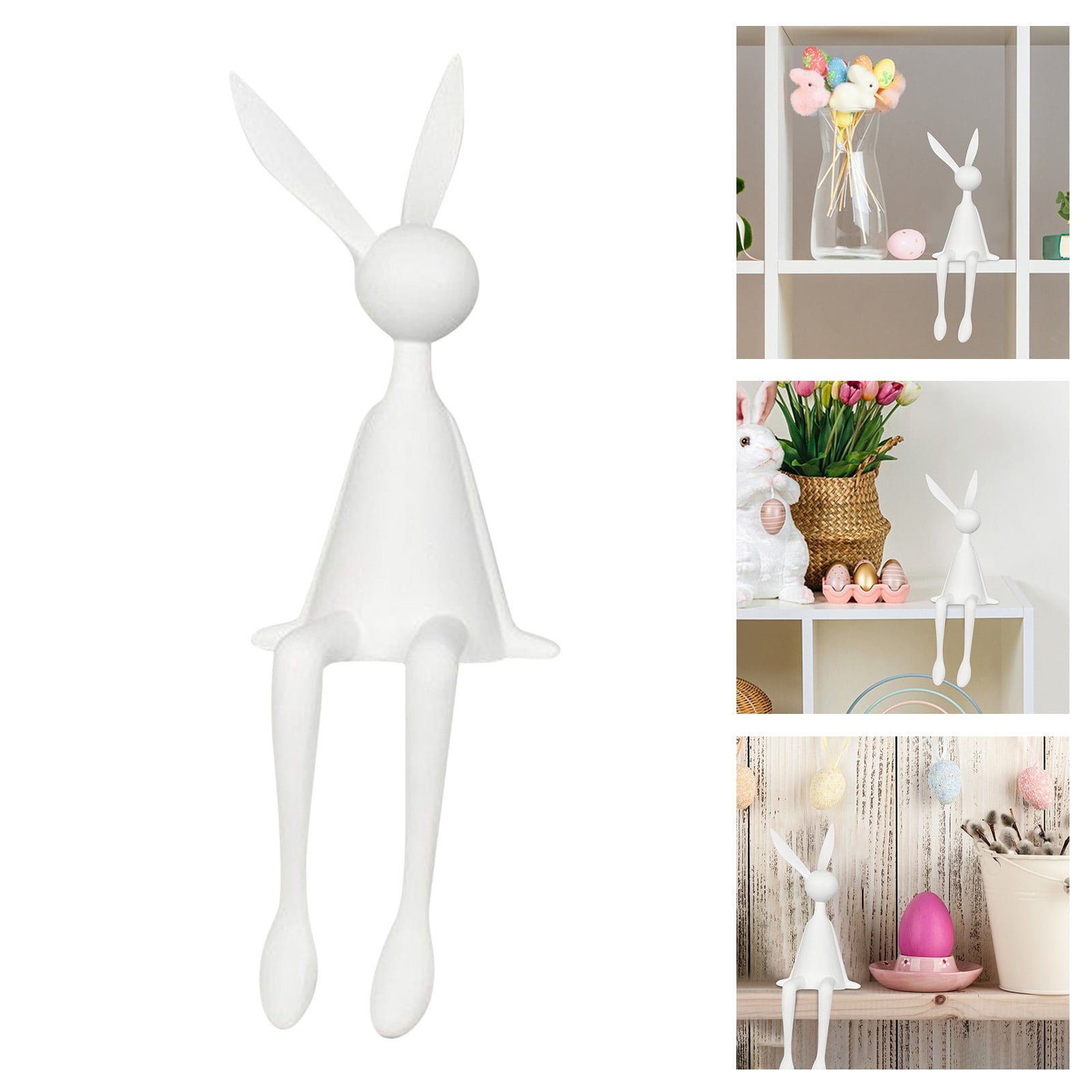 Frosted Resin Bunny Figurines Rabbit Statues Indoor Easter Decorations ...