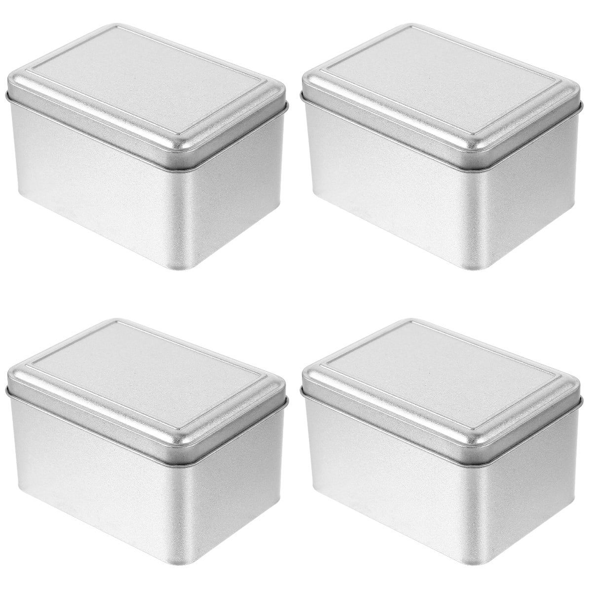 Frosted Tinplate Box Empty Storage Tins 4 Pieces Leaf Portable Candy ...