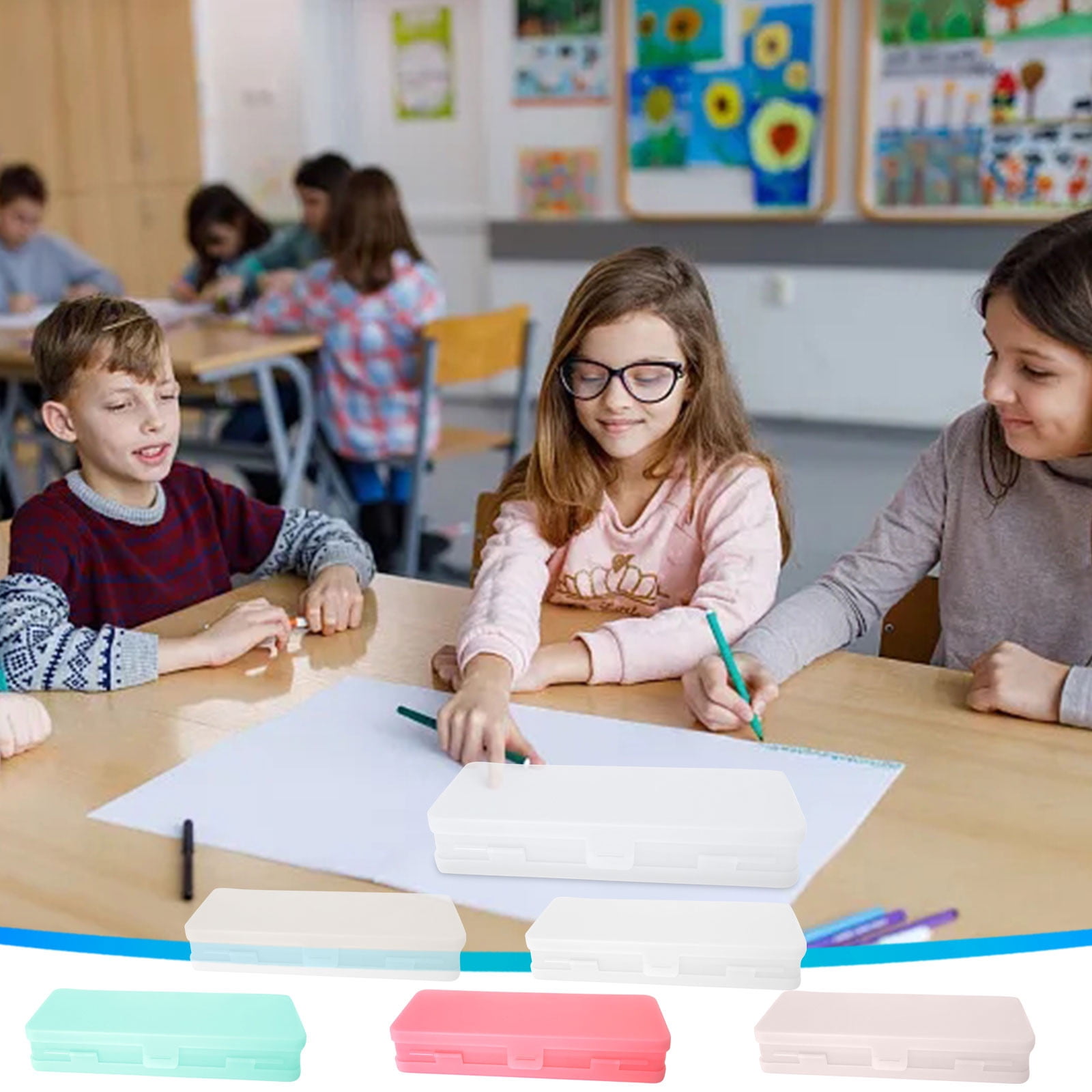 Frosted Translucent Storage Case - Durable Plastic Pencil Box with Snap ...