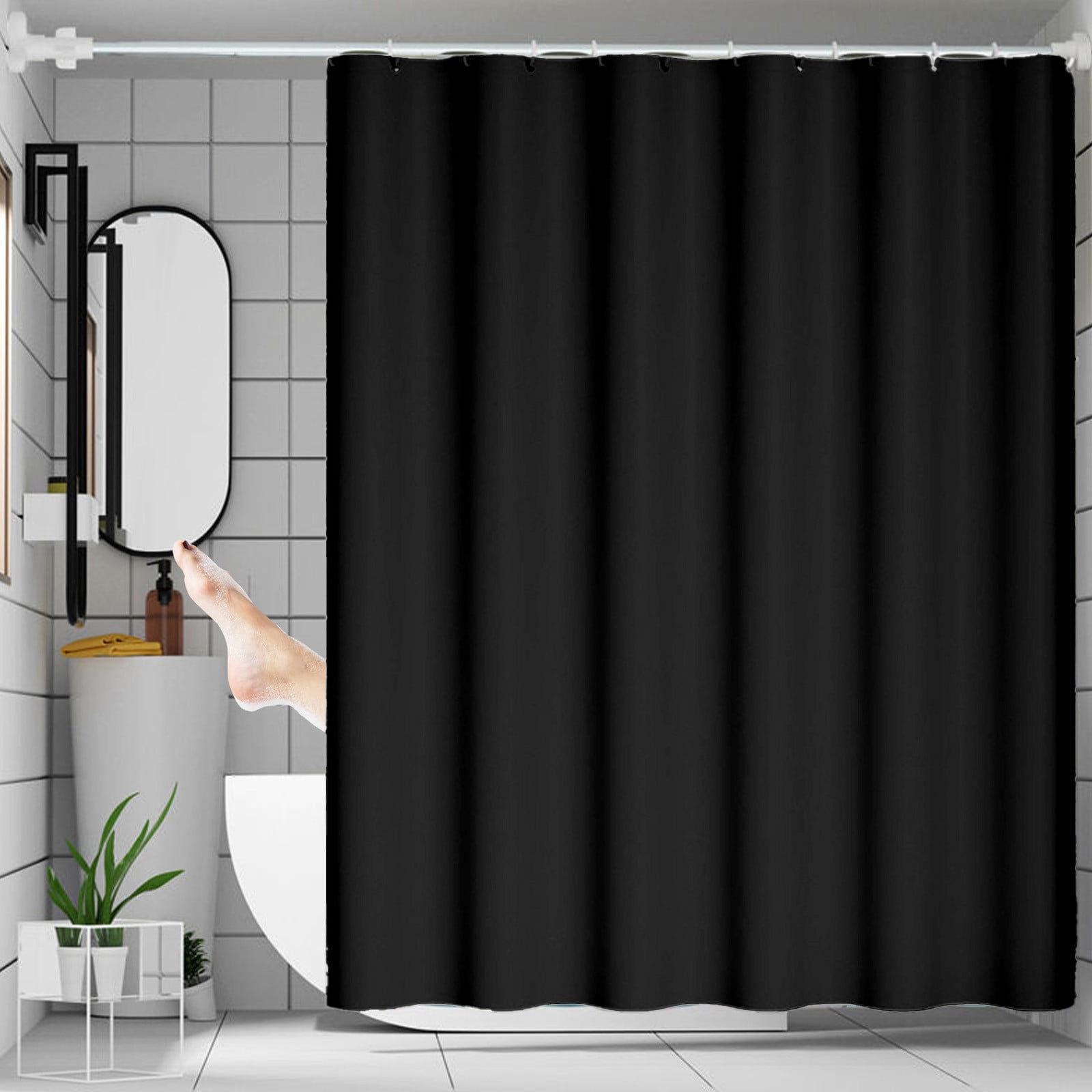 Frosted Waterproof and Mildew Resistant Polyester Shower Curtain with ...