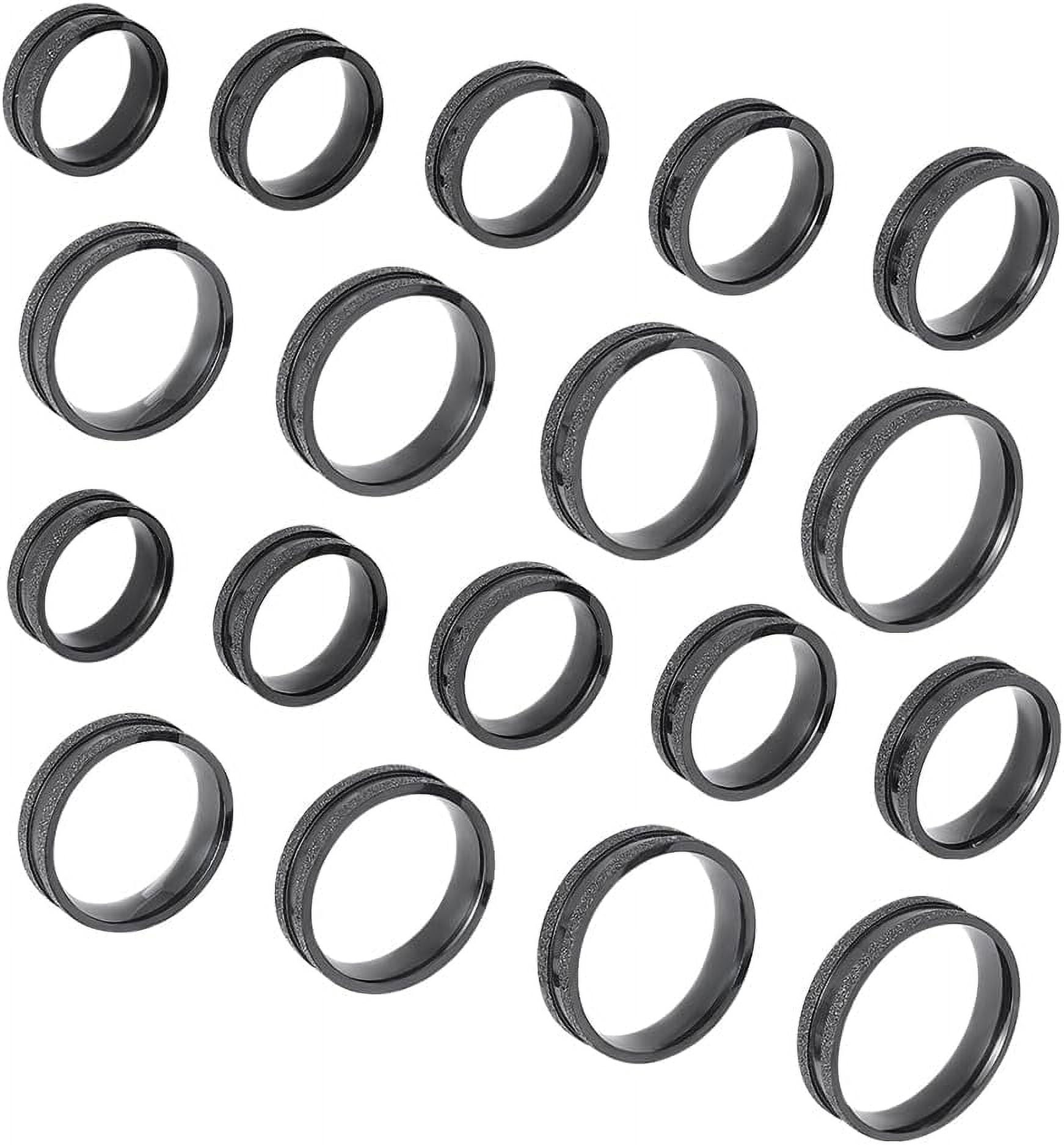Frosting Blank Ring Narrow Shiny Grooved Finger Rings Stainless Steel ...
