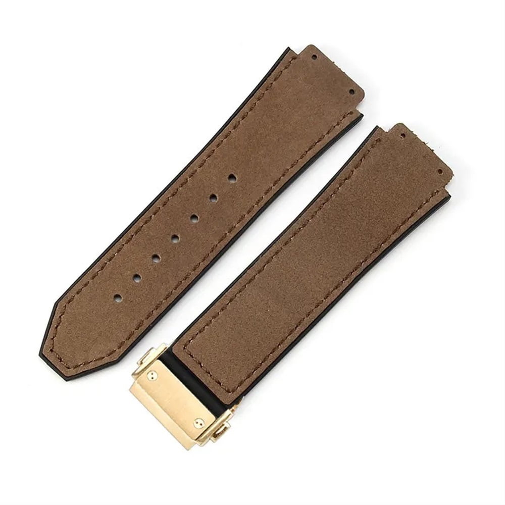 Frosting Genuine Leather Rose Gold Steel Buckle Watch Strap Fit For ...