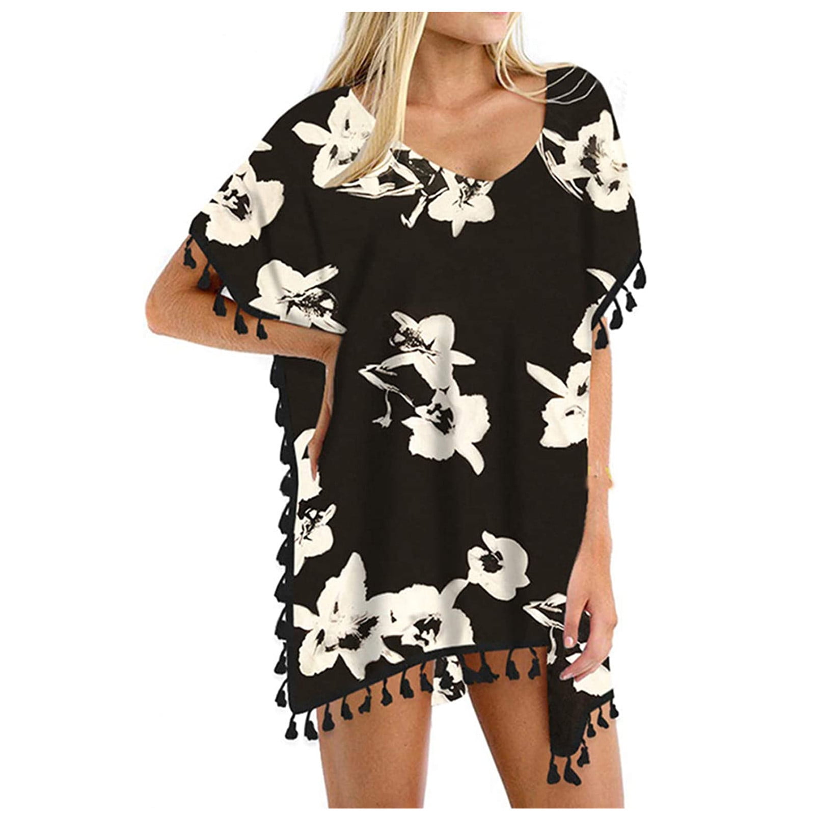 Frostluinai Bathing Suit Cover Ups For Women Trim Kaftan Chiffon ...