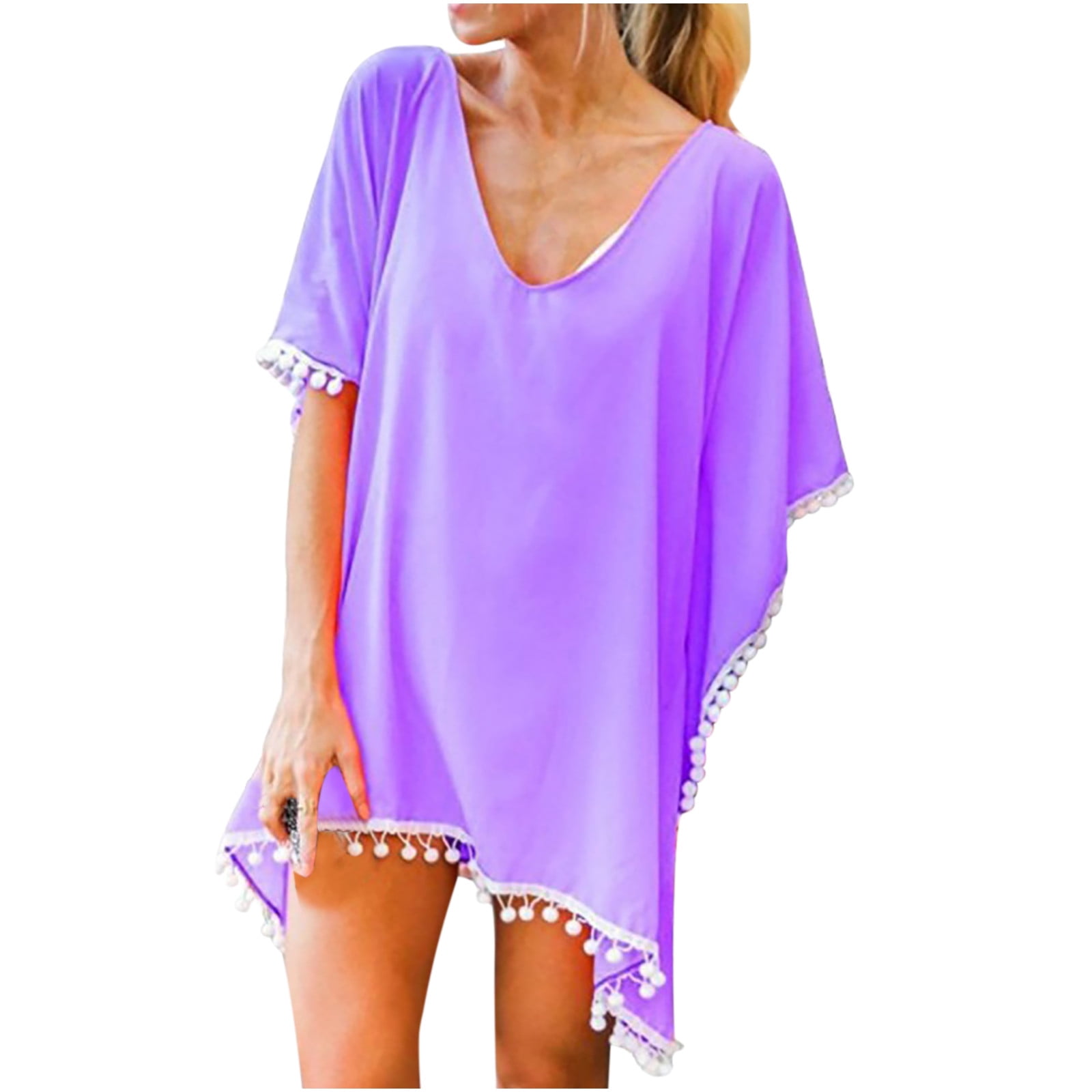 Frostluinai Bathing Suit Cover Ups For Women Trim Kaftan Chiffon