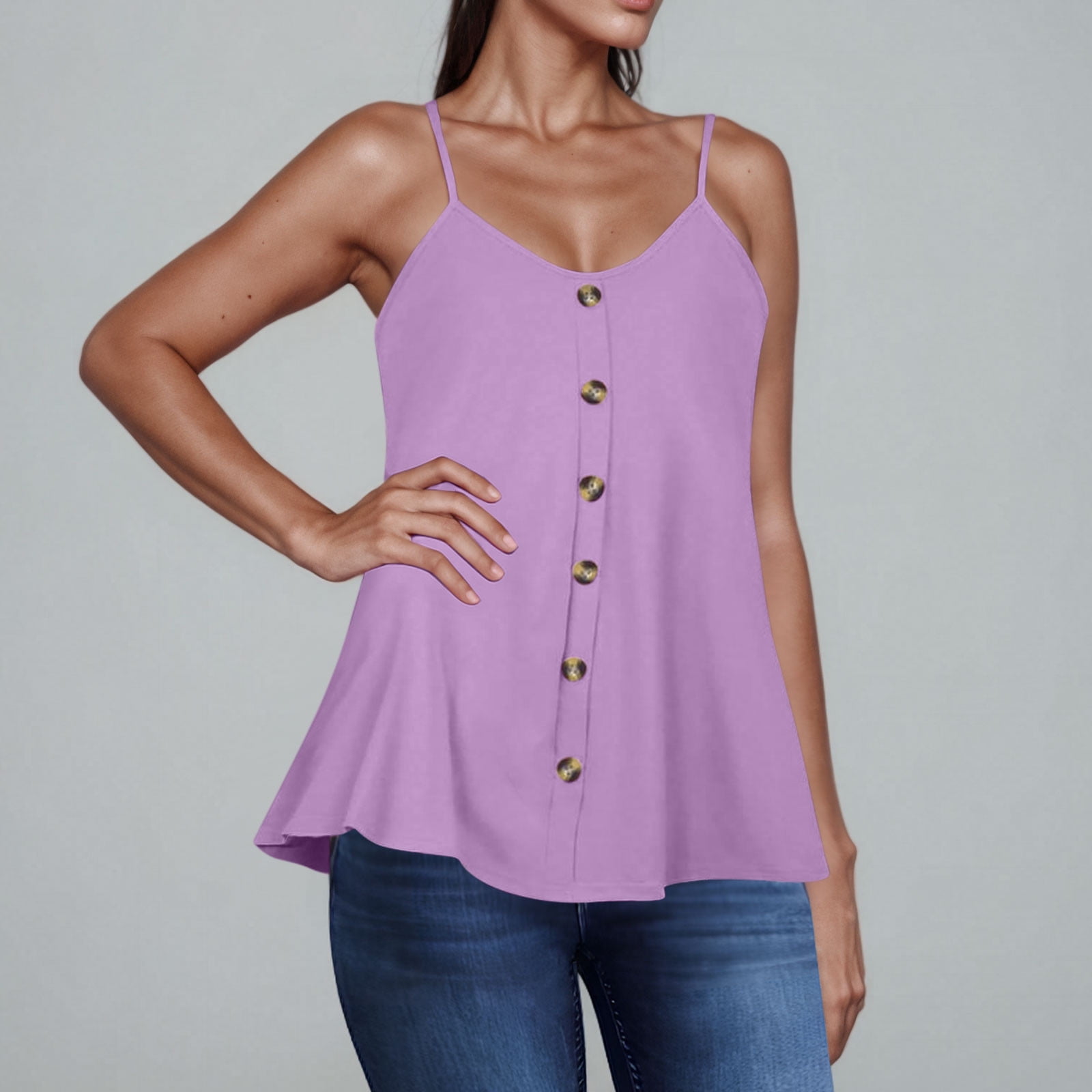 Frostluinai Camisole Tops for Women Scoop Neck Spaghetti Strap ...