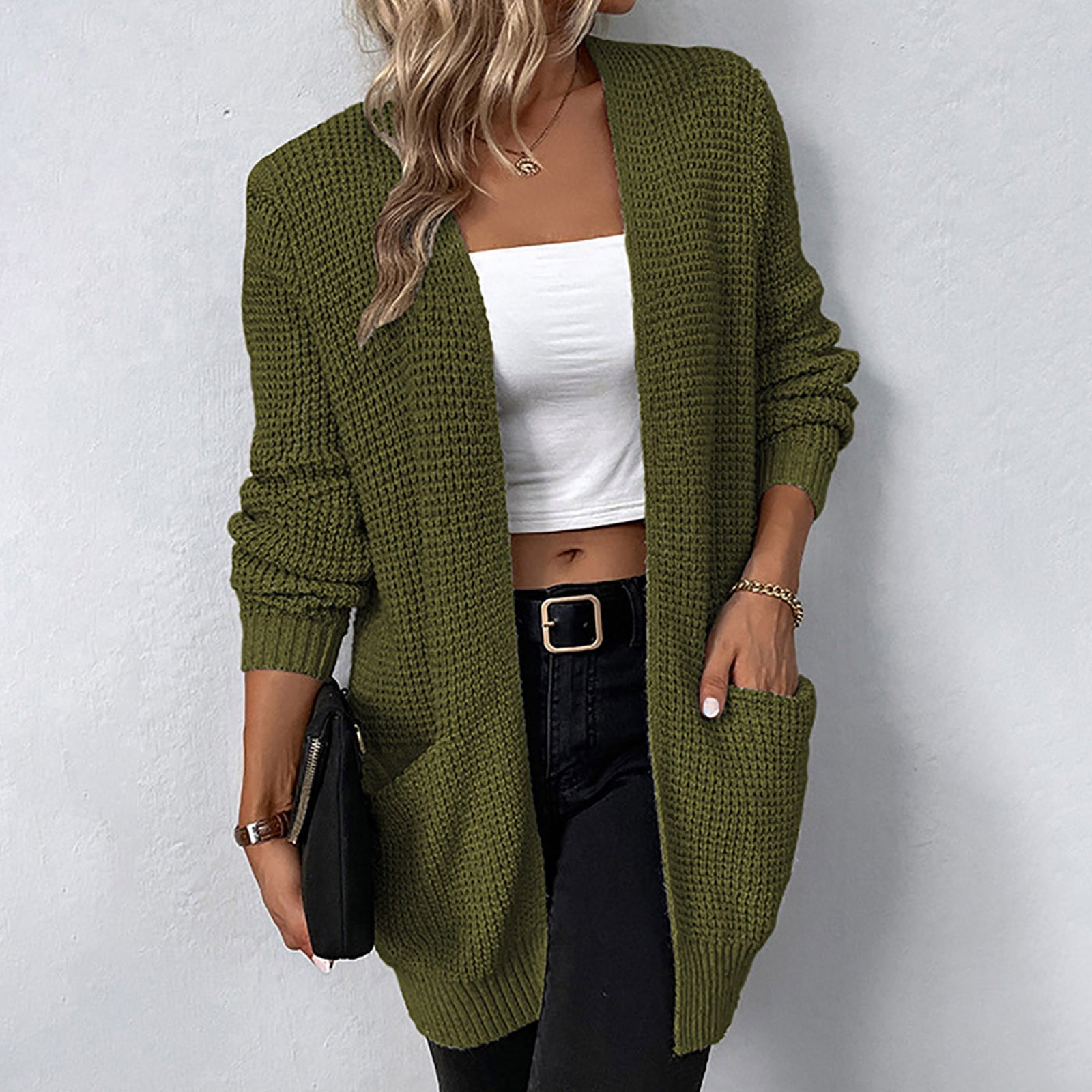 Frostluinai Cardigan Sweaters for Women Open Front Chunky Cardigans ...