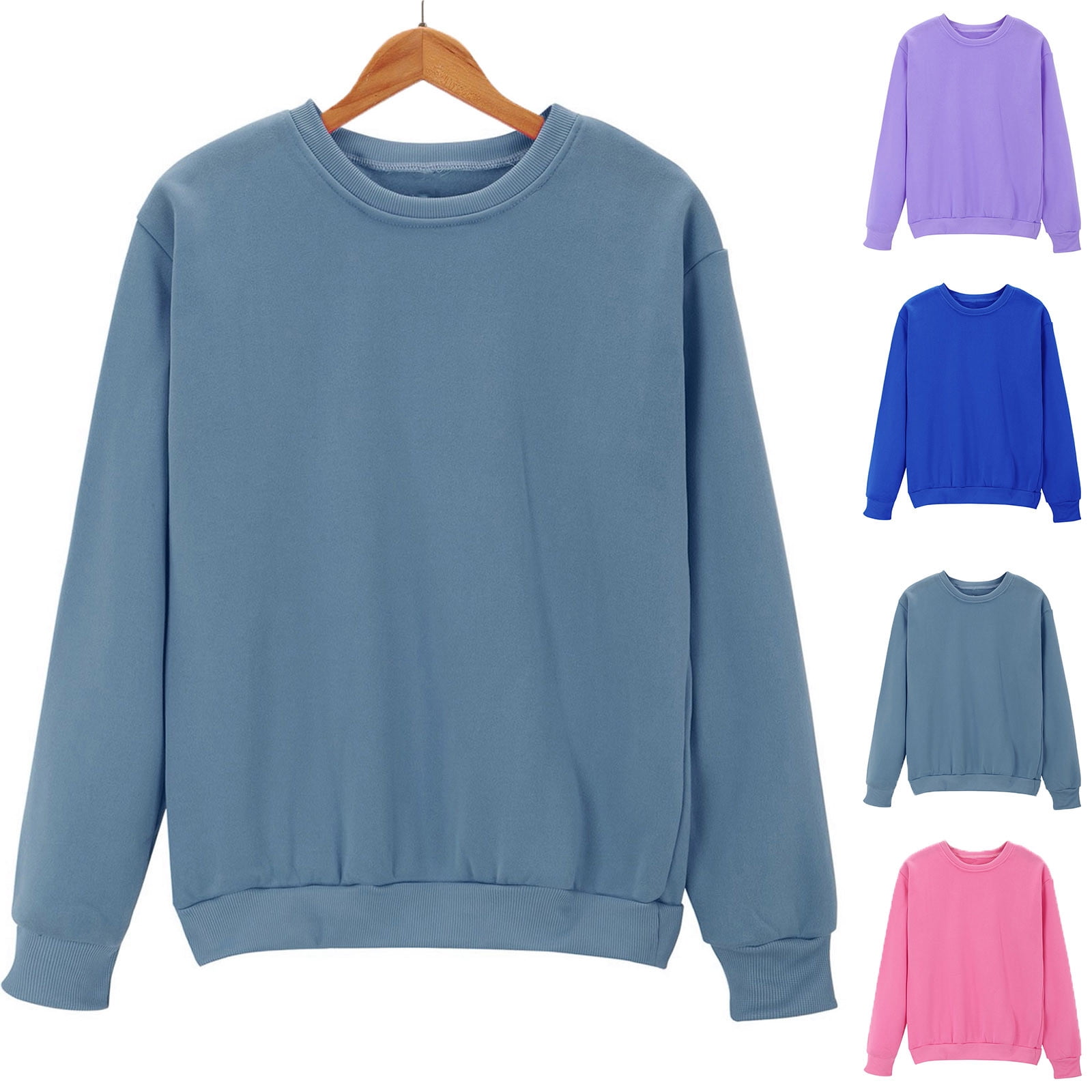 Frostluinai Crew Neck Sweatshirts Women Long Sleeve Fleece Lined ...
