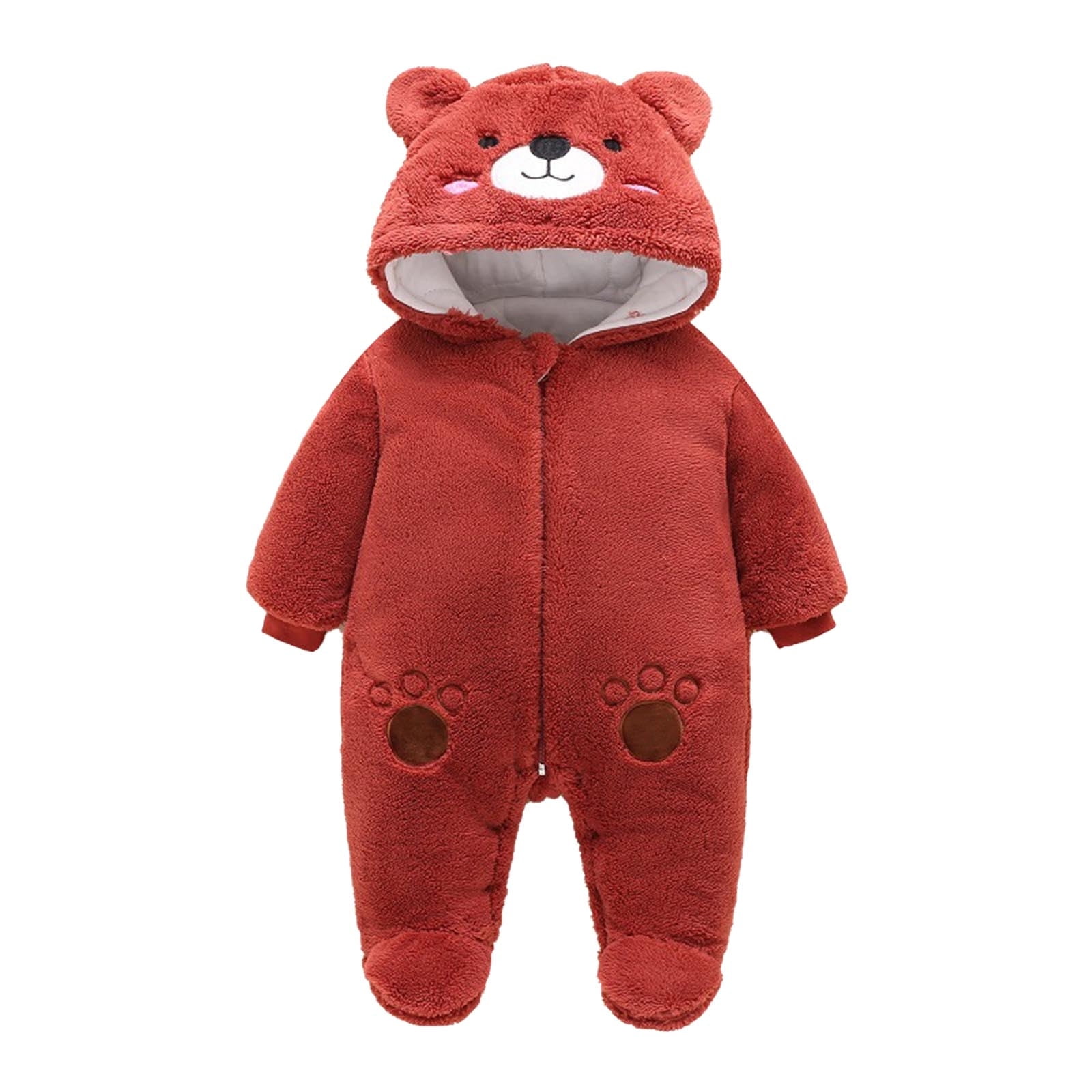 Frostluinai Cute Baby Girls' Fleece Jumpsuit Baby Boy Snowsuit New Born ...