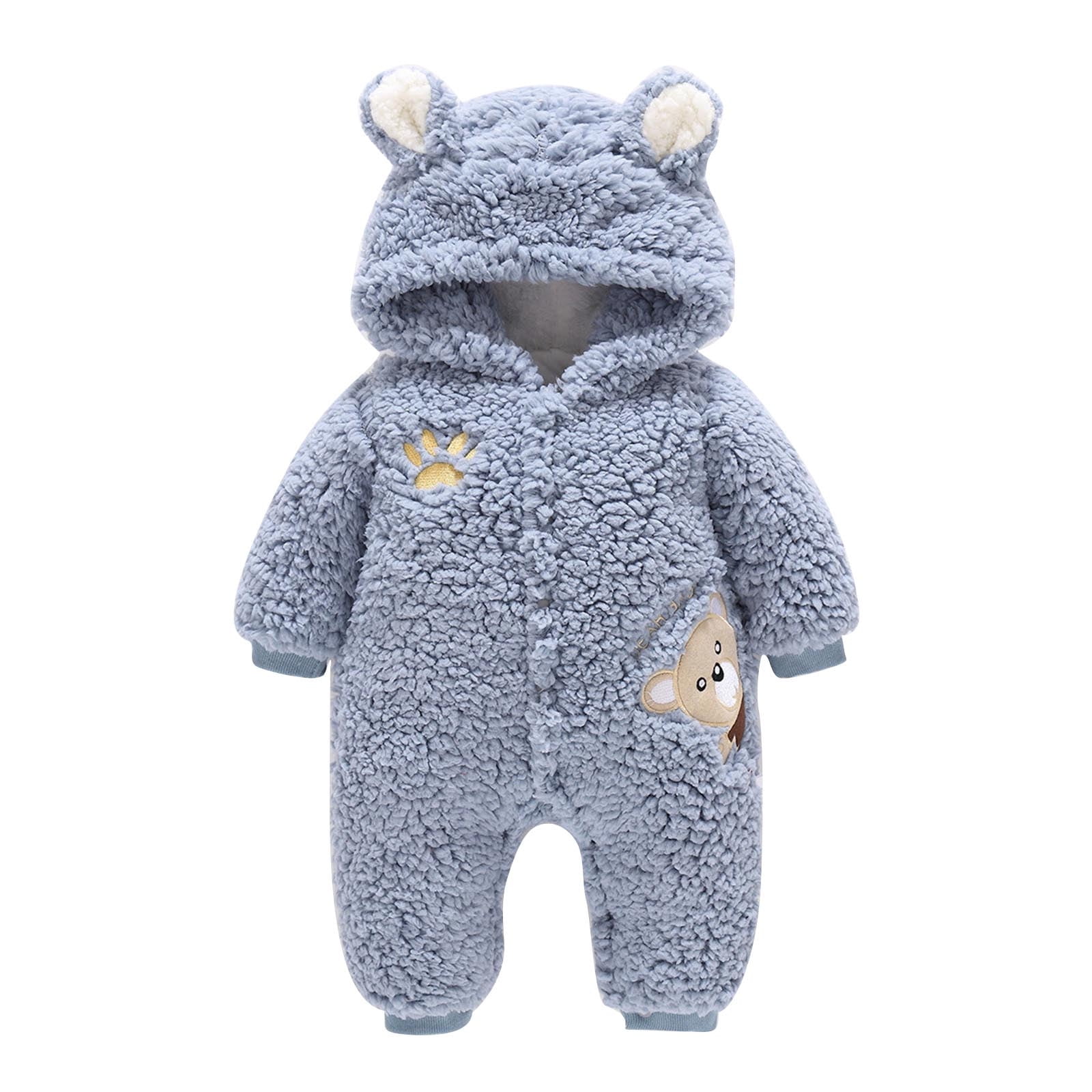 Frostluinai Cute Baby Girls' Fleece Jumpsuit Baby Boy Snowsuit New Born ...