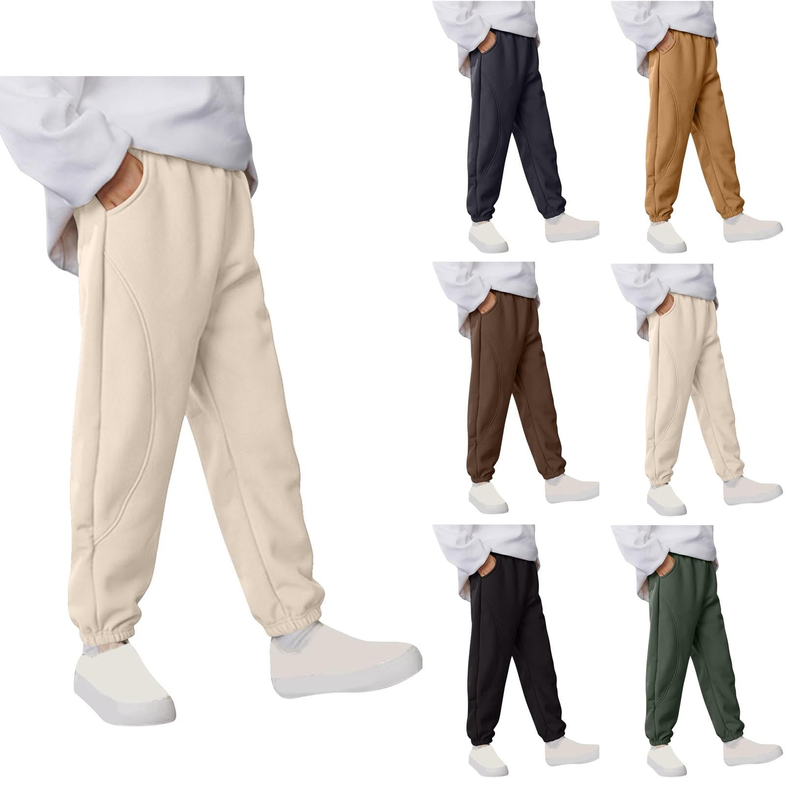 Frostluinai Fleece Sweatpants for Kids 2-15Y Warm Winter Cinch Bottom ...