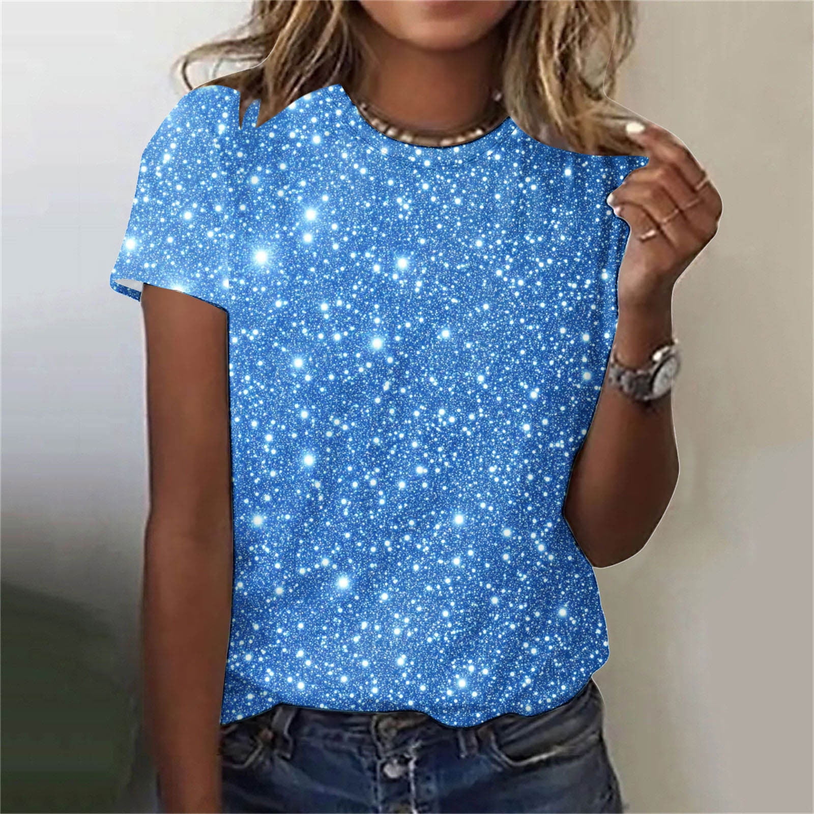Frostluinai Going Out Tops for Women Short Sleeve Crew Neck Lounge T ...