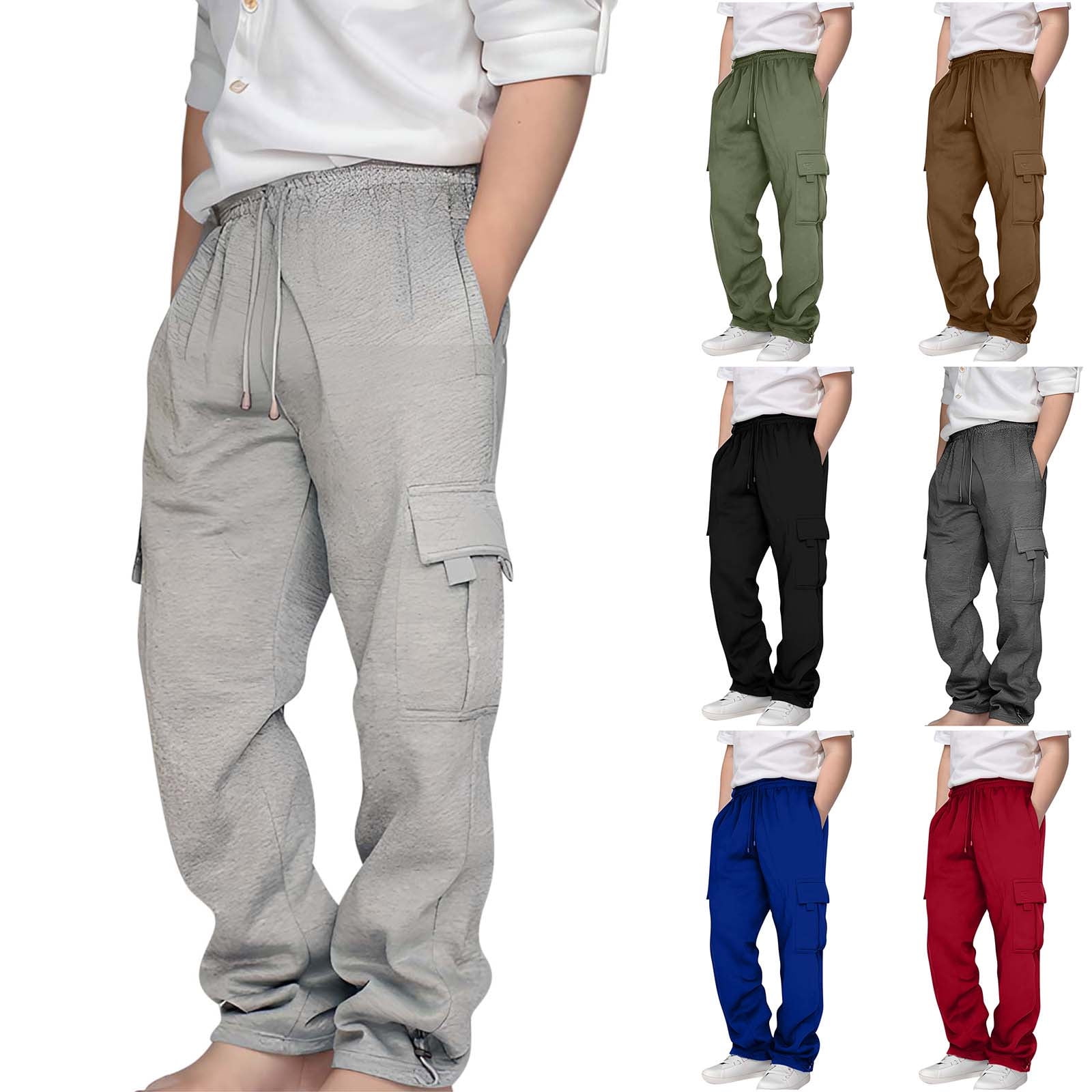 Frostluinai Kid's Casual Cargo Pants Workout Joggers Stretch Sweatpants ...