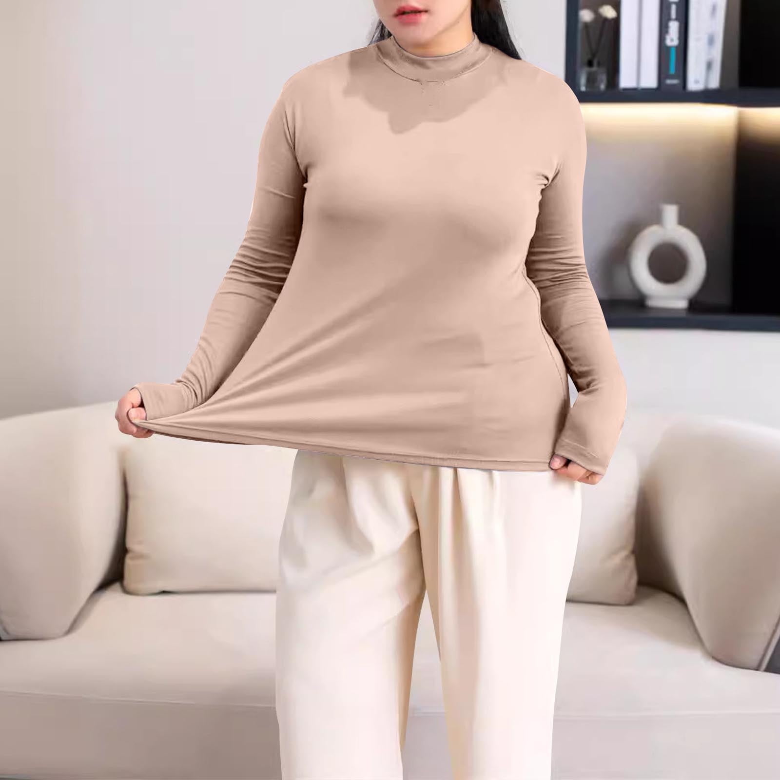 Frostluinai Long Sleeve Shirts for Women Plus Size Mock Neck Stretch ...