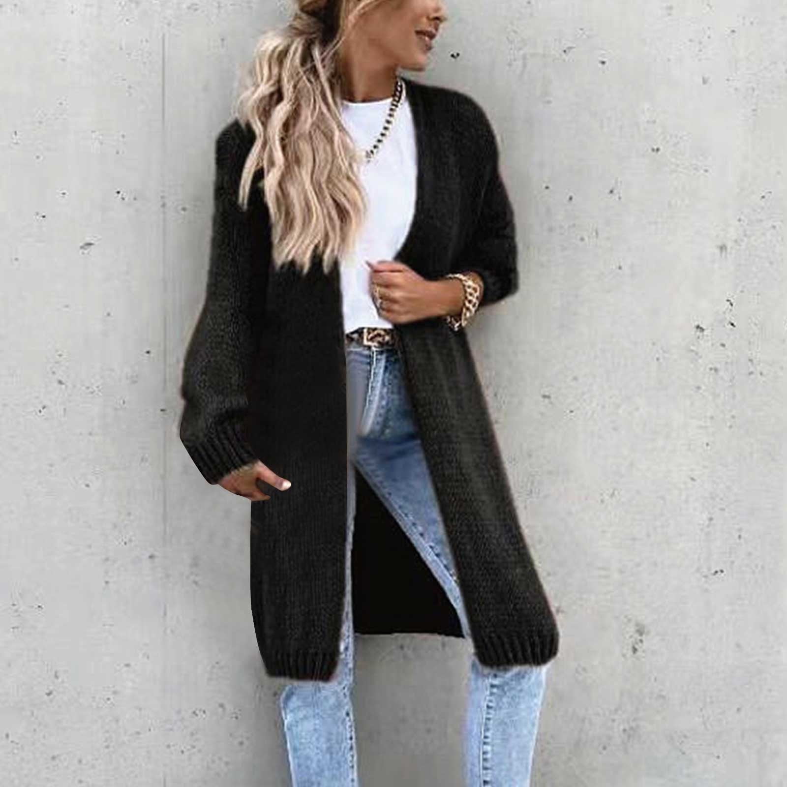 Frostluinai Long Sweater Cardigan for Women Open Front Long Sleeve ...