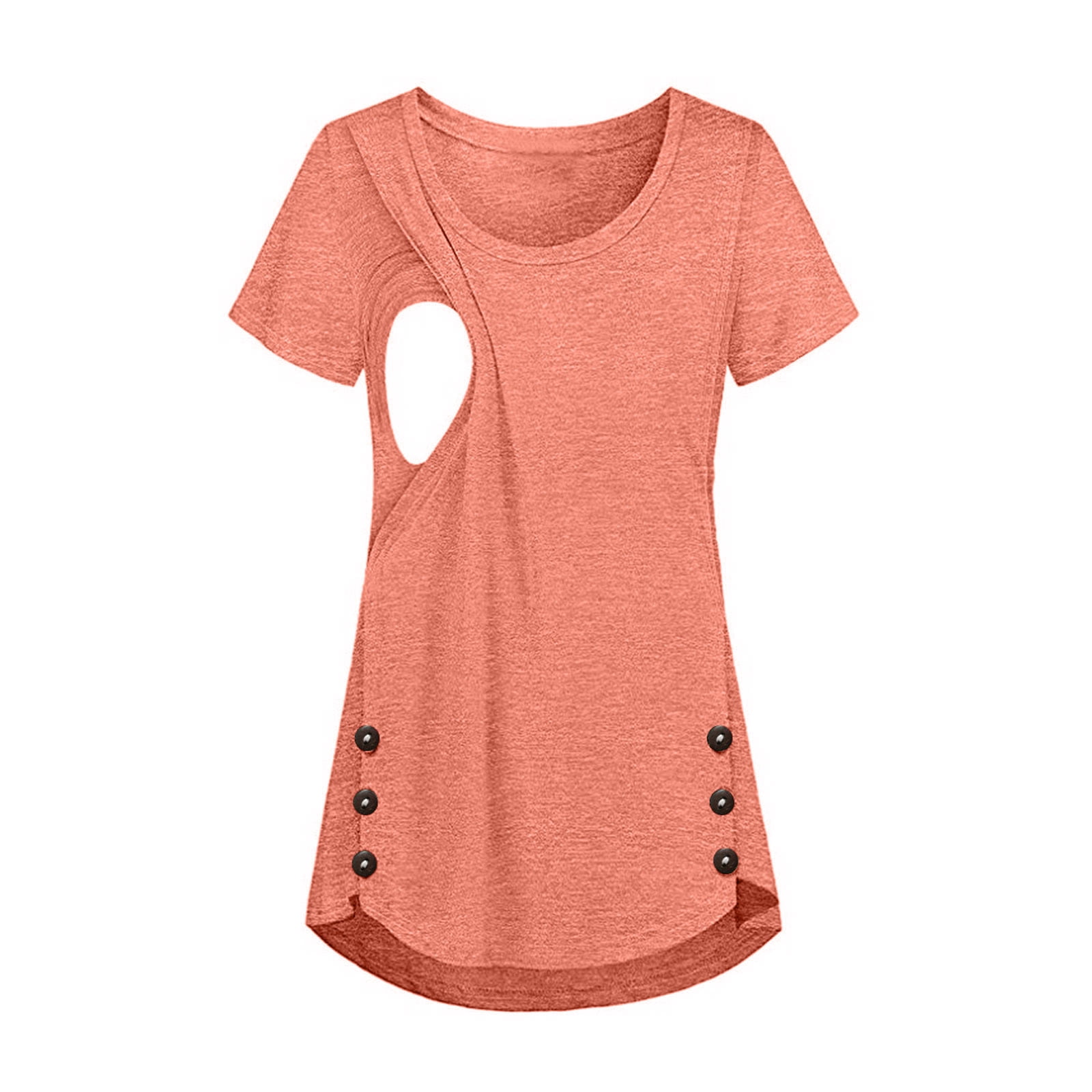 Frostluinai Maternity Shirts Womens Casual Button Side Nursing Tops