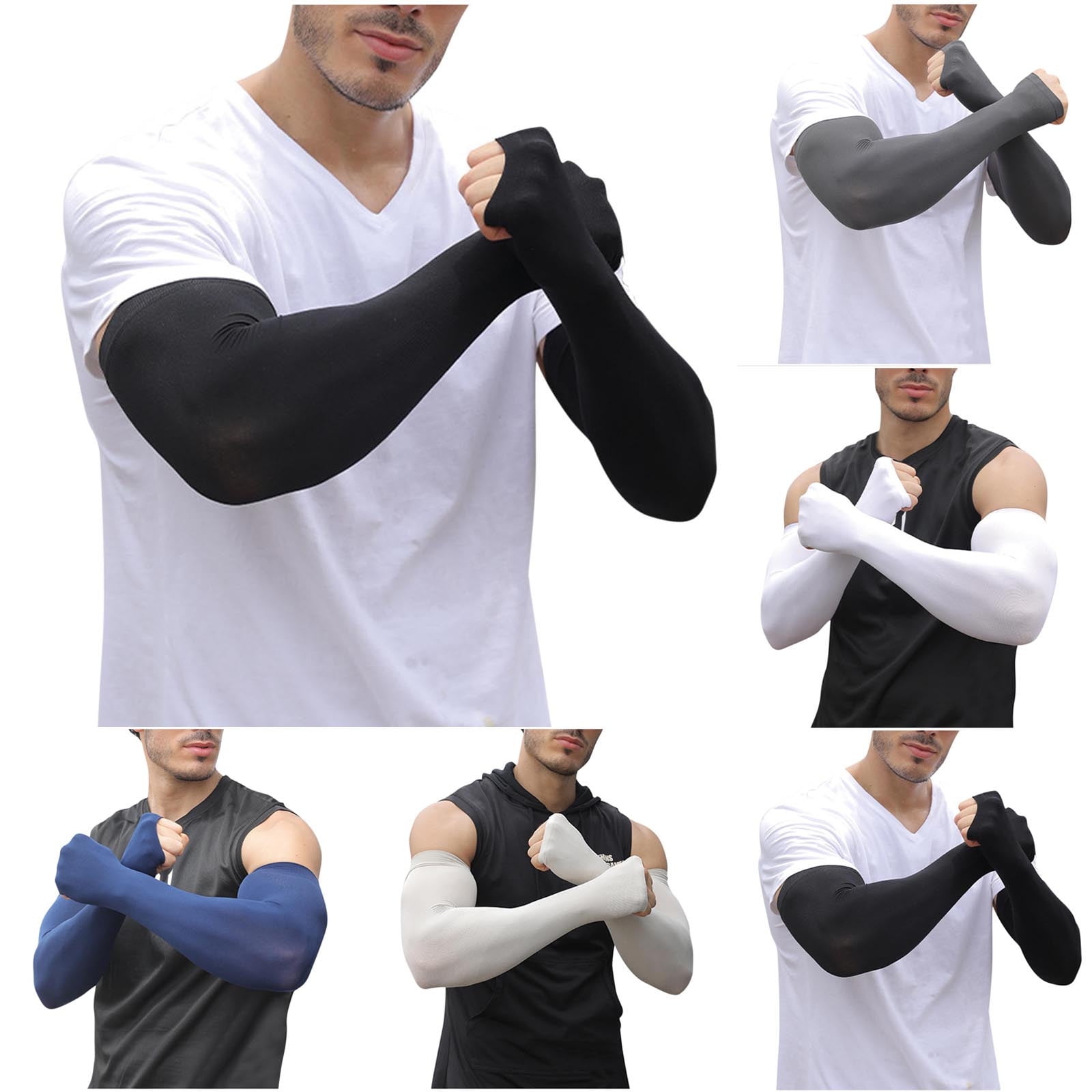 Frostluinai Men's UV Protection Arm Sleeves Cooling Breathable Sun ...