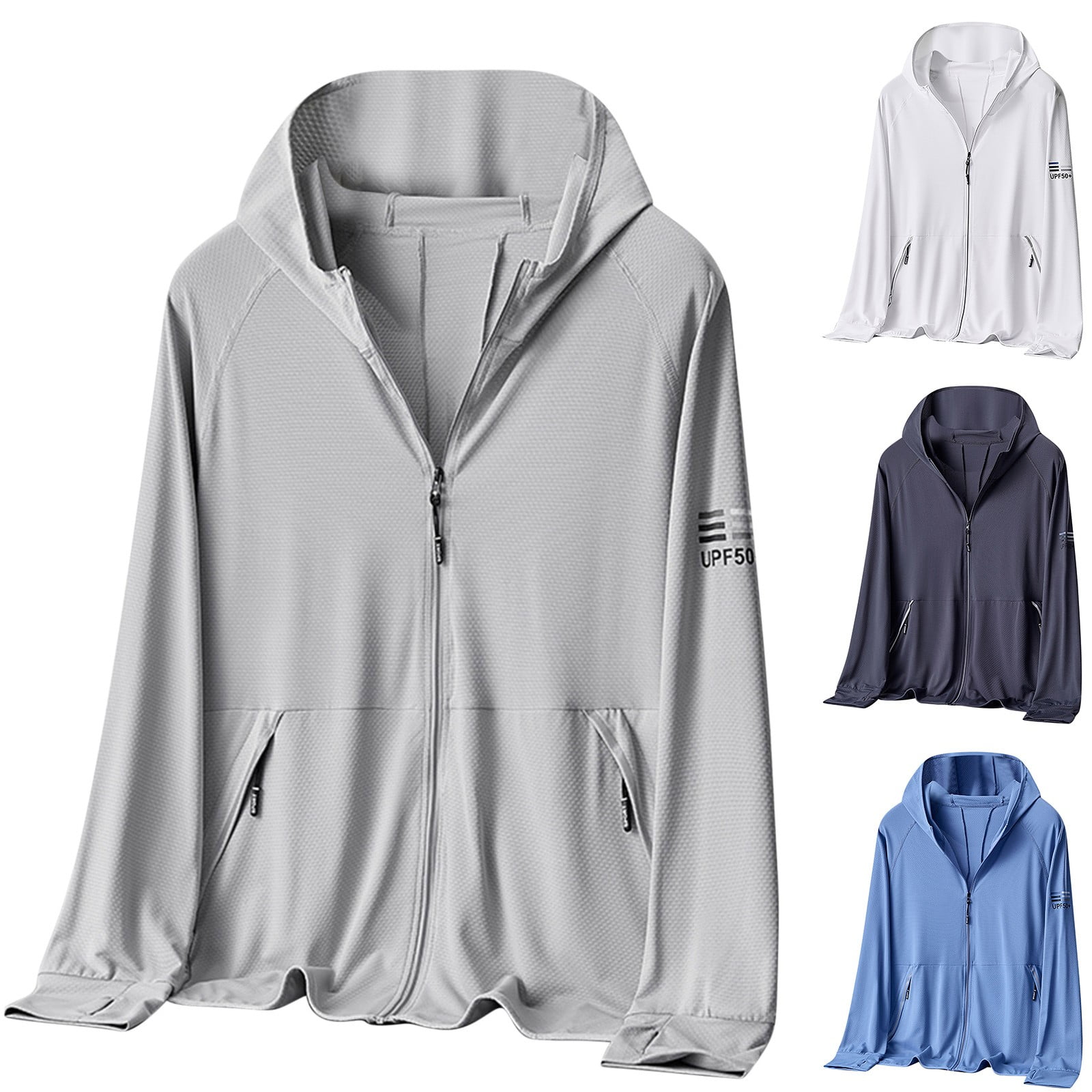 Frostluinai Men's Zip Up Hooded Sun Shirts SPF UV Protection Long ...