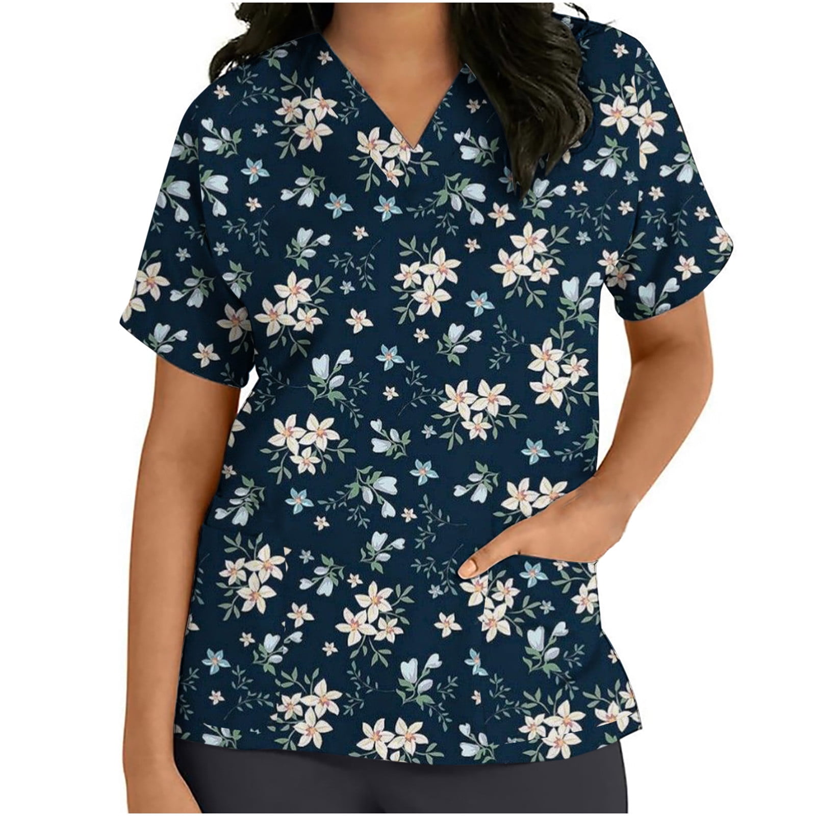 Frostluinai Nursing Uniform For Womens Scrubs Tops Color Casual Working ...