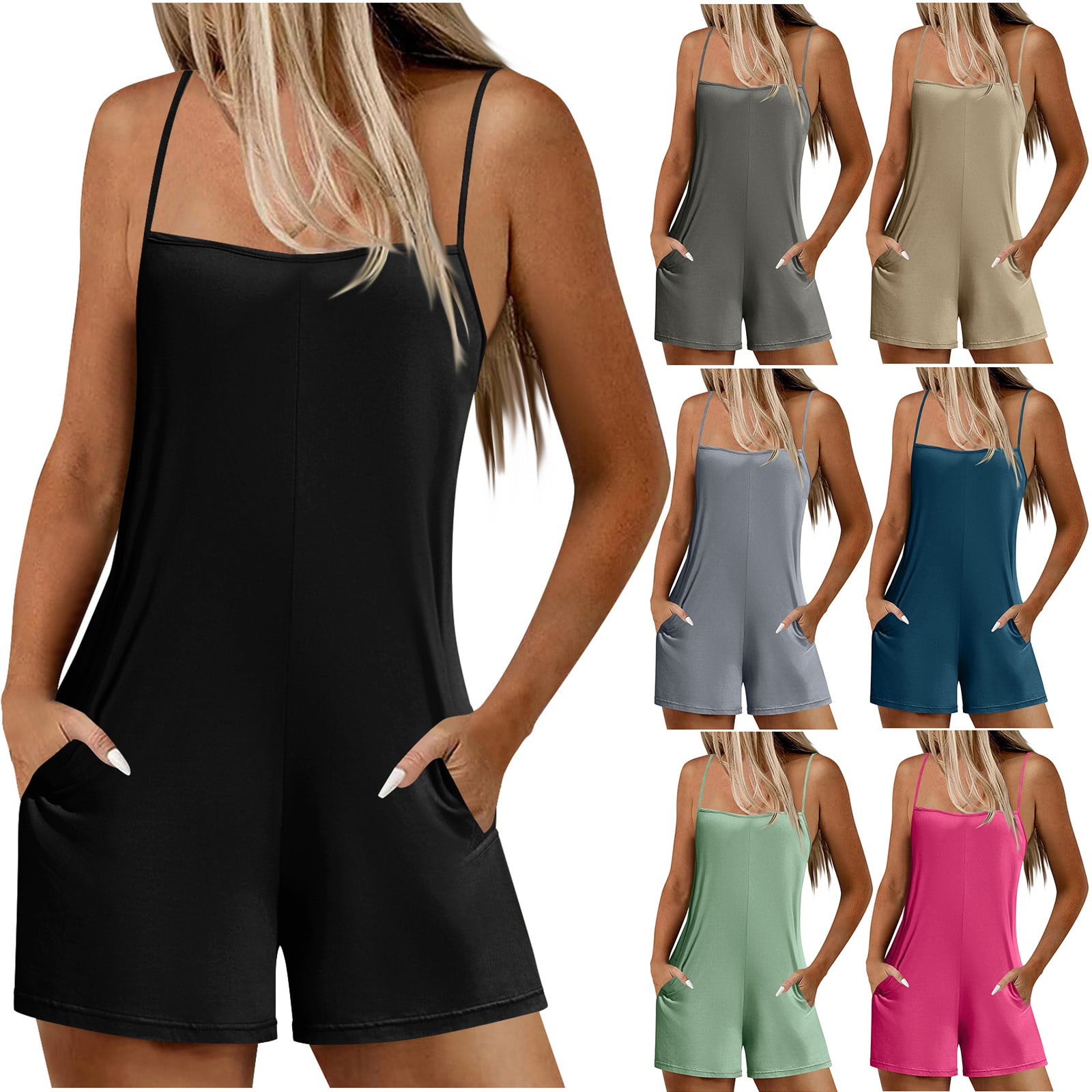 Frostluinai One Piece Jumpsuits for Women Square Neck Spaghetti Strap ...