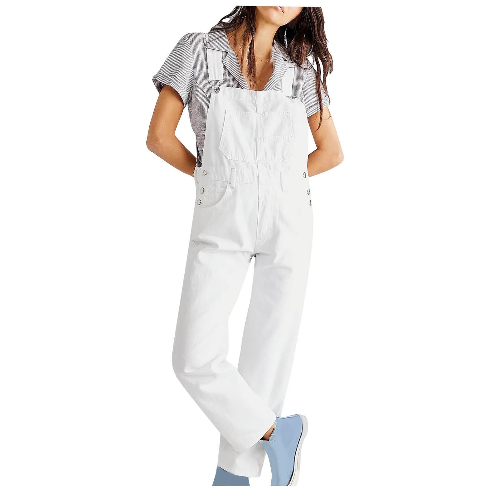 Frostluinai Overalls for Women Straight Wide Leg Denim Overalls ...
