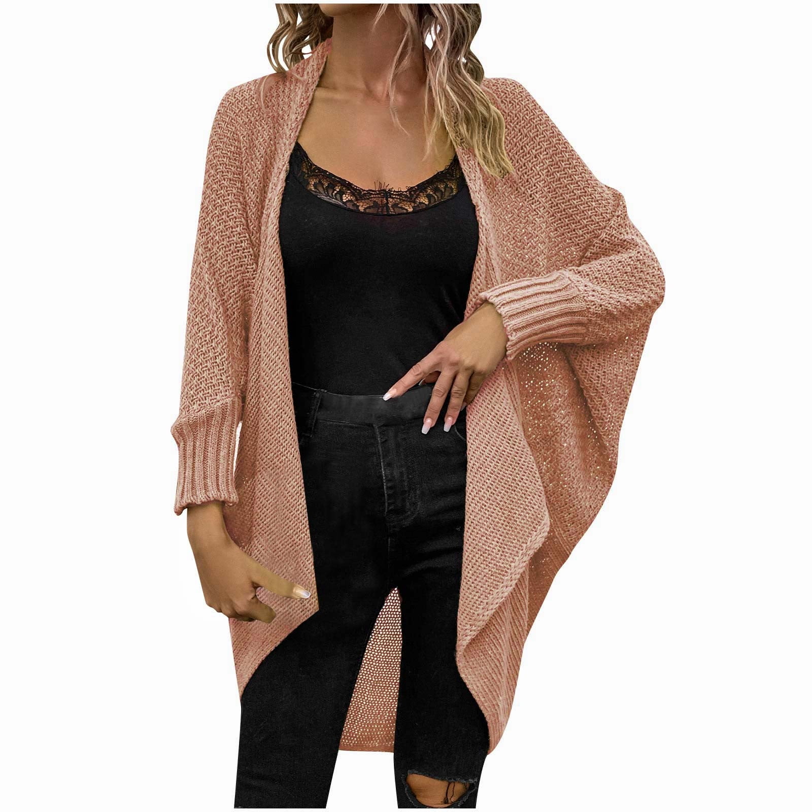 Frostluinai Oversized Cardigans for Women Batwing Sleeve Open Front ...