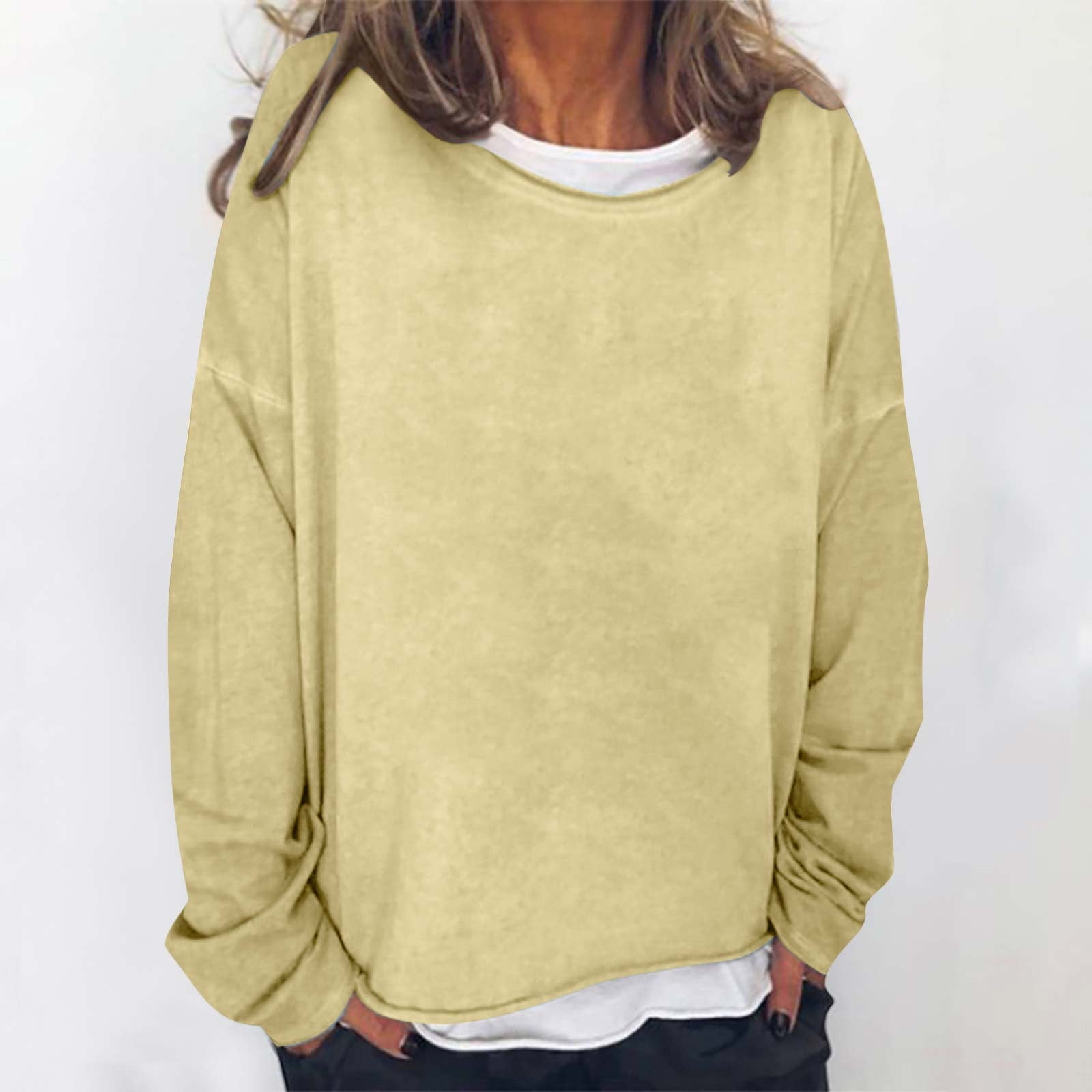 Frostluinai Oversized Sweatshirt for Women Scoop Neck Lounge Pullover ...