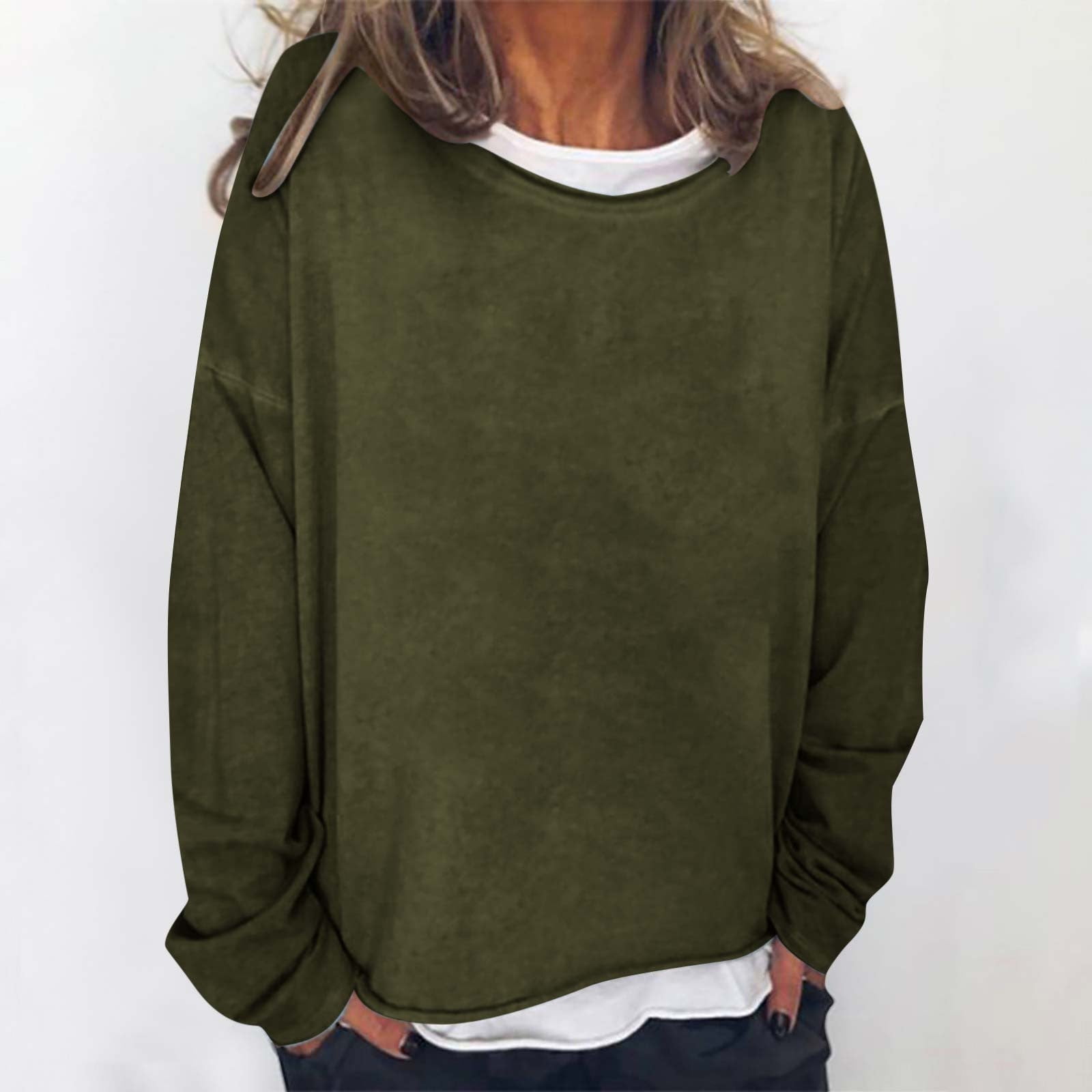 Frostluinai Oversized Sweatshirt for Women Scoop Neck Lounge Pullover ...