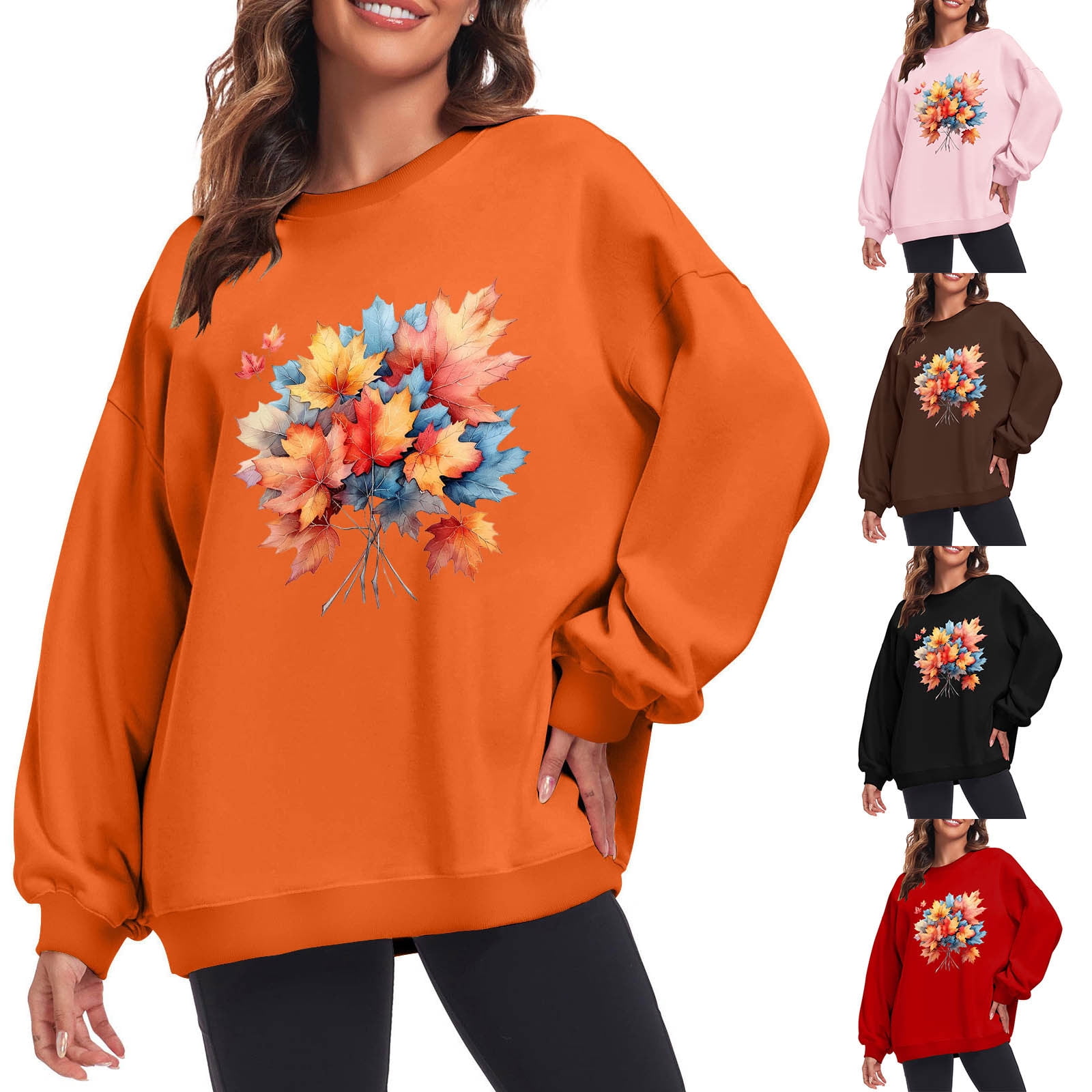 Frostluinai Oversized Sweatshirts for Women Crew Neck Long Sleeve Drop ...