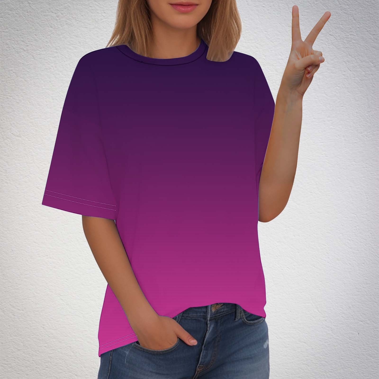 Frostluinai Oversized Tops for Women Short Sleeve Drop Shoulder T ...