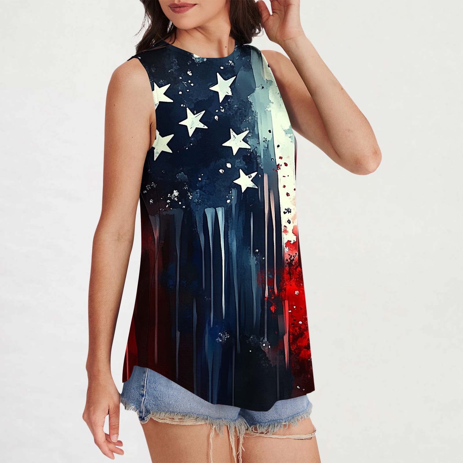 Frostluinai Patriotic Tank Tops for Women Stars Striped Sleeveless ...