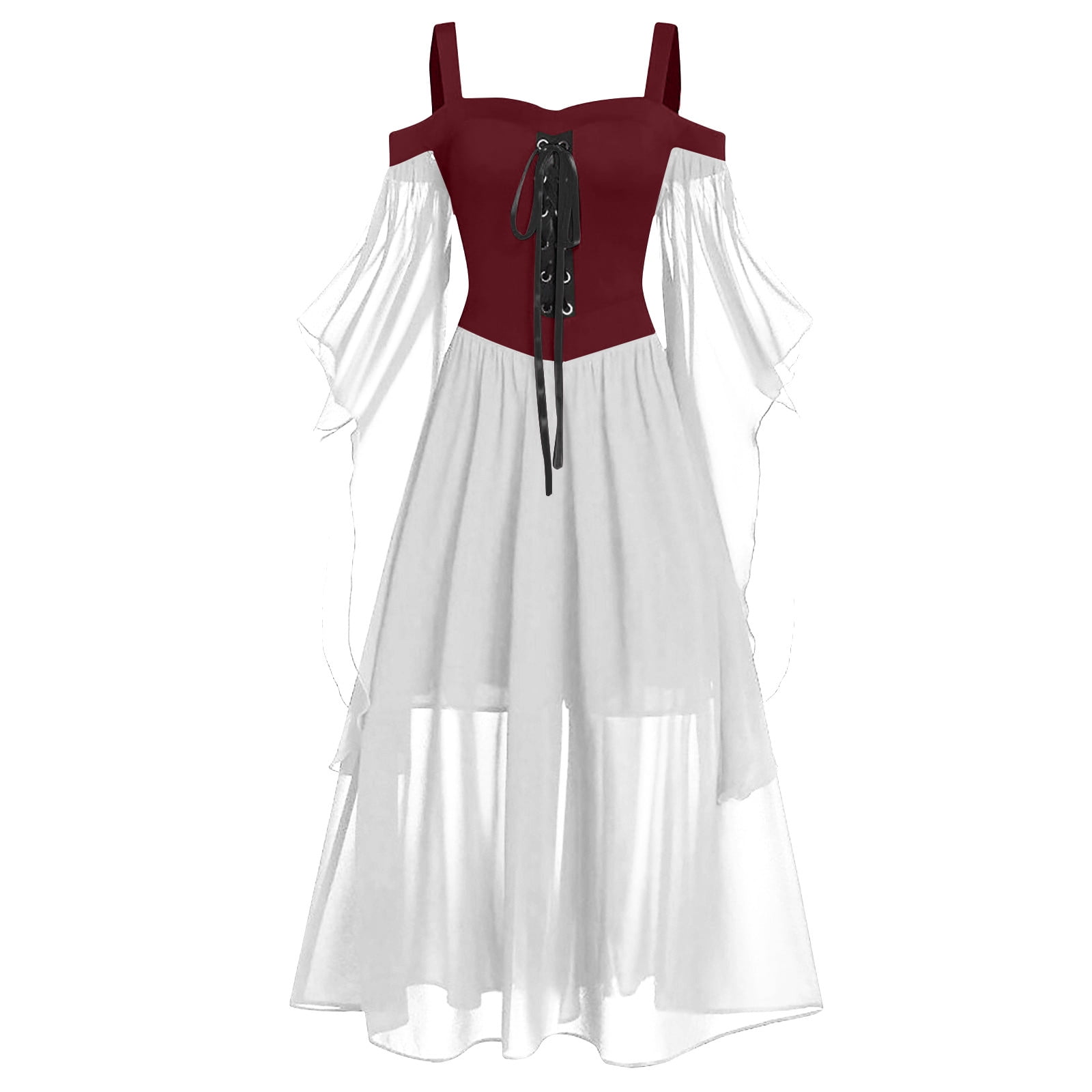 Frostluinai Plus Size Medieval Renaissance Dress For Women With Corset