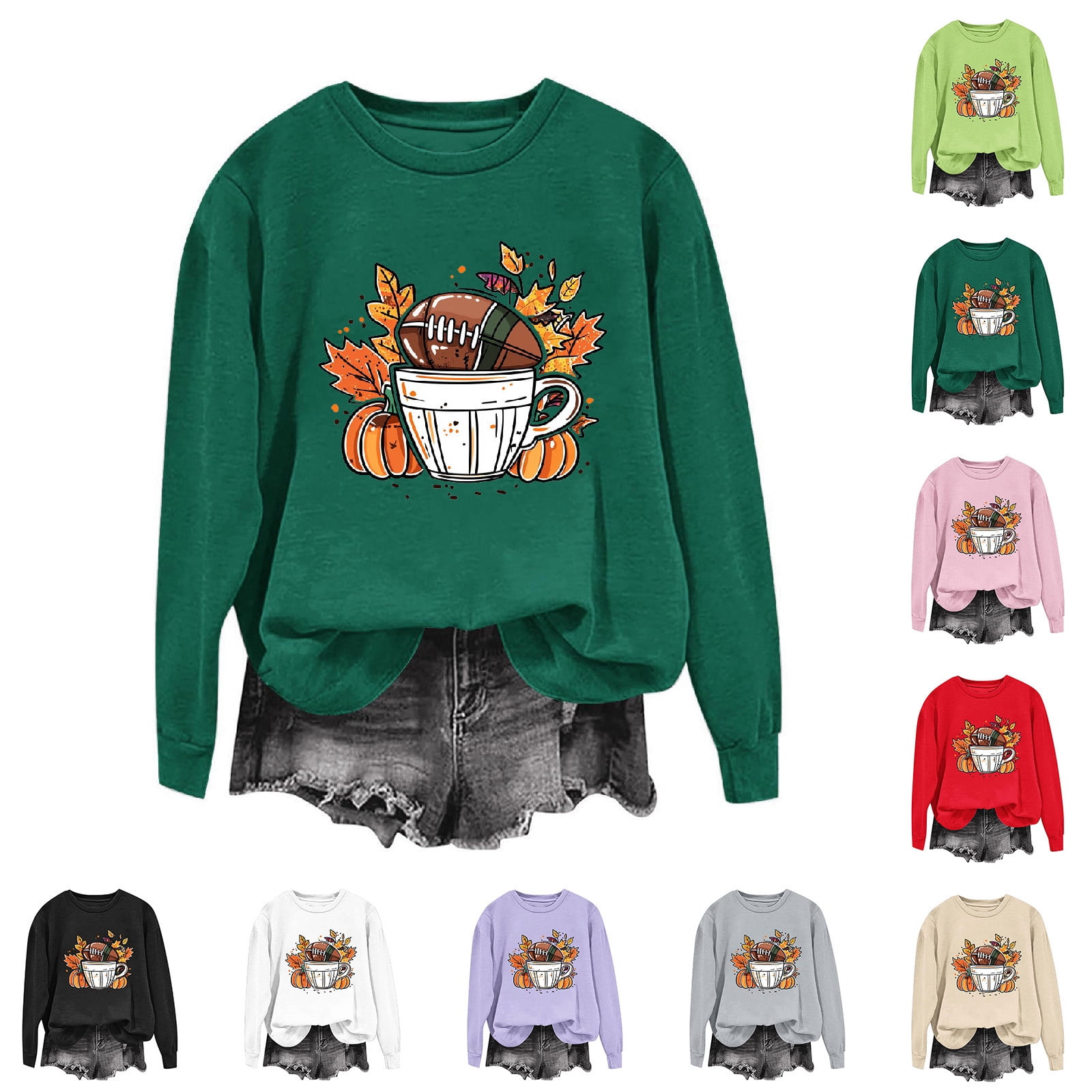 Frostluinai Pumpkin Womens Sweatshirts Thanksgiving Long Sleeve ...