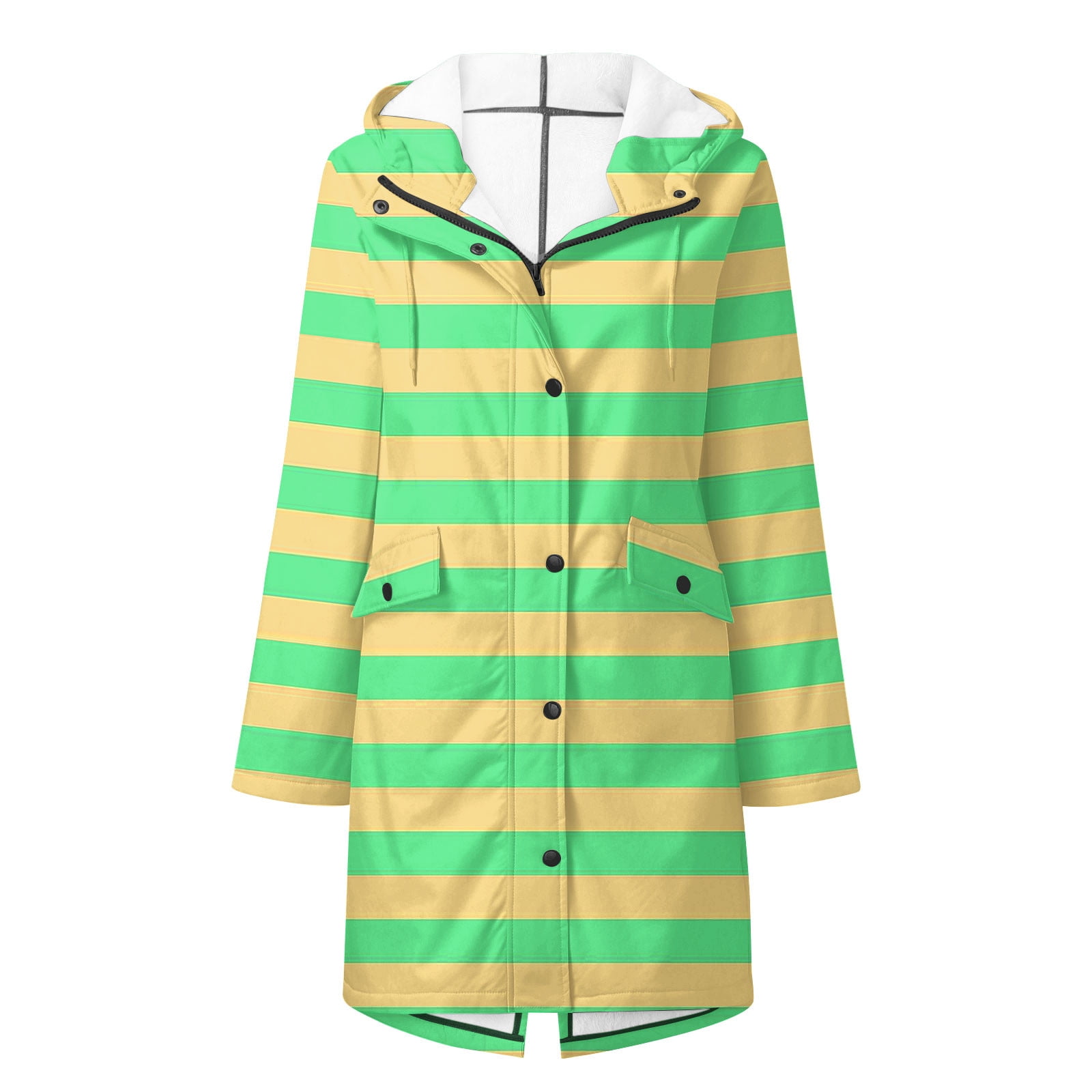 Frostluinai Rain Coats for Women Waterproof Striped Color Block Long ...