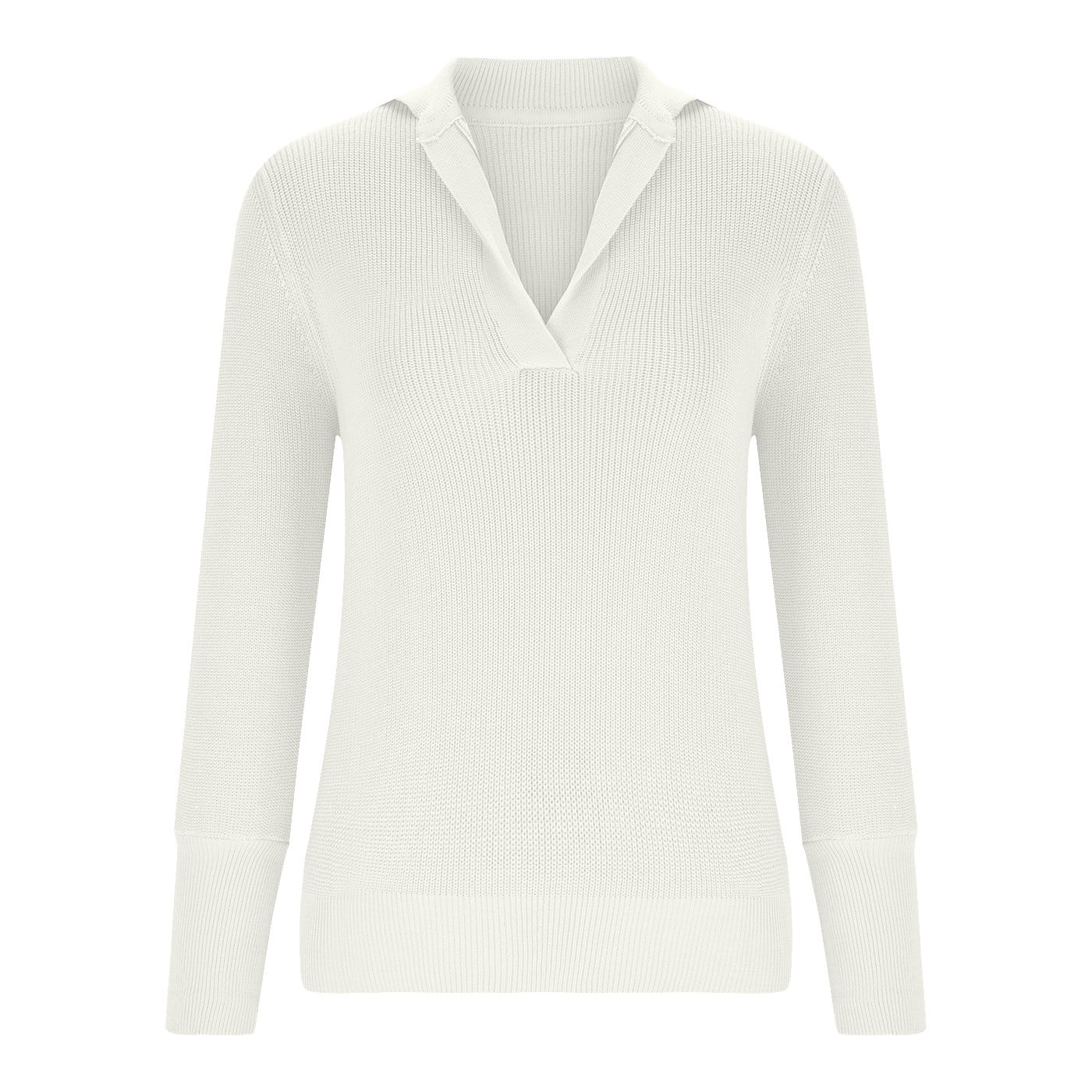 Frostluinai Ribbed Knit Sweaters for Women Johnny Collar Long Sleeve ...