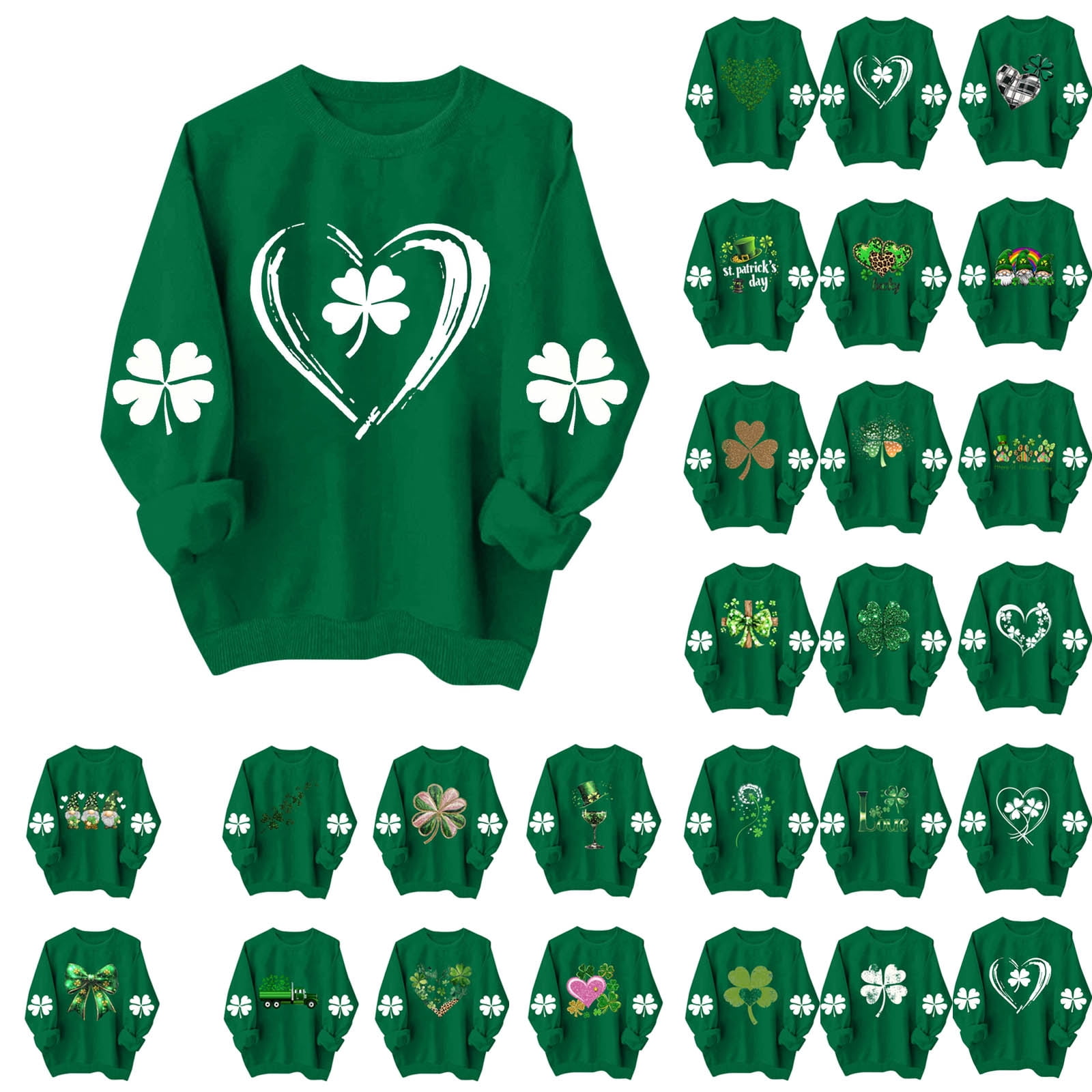 Frostluinai Shamrock Sweatshirts for Women St. Patrick's Day Long ...