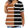 Frostluinai Striped T Shirts for Women Plus Size Notch V Neck Short ...