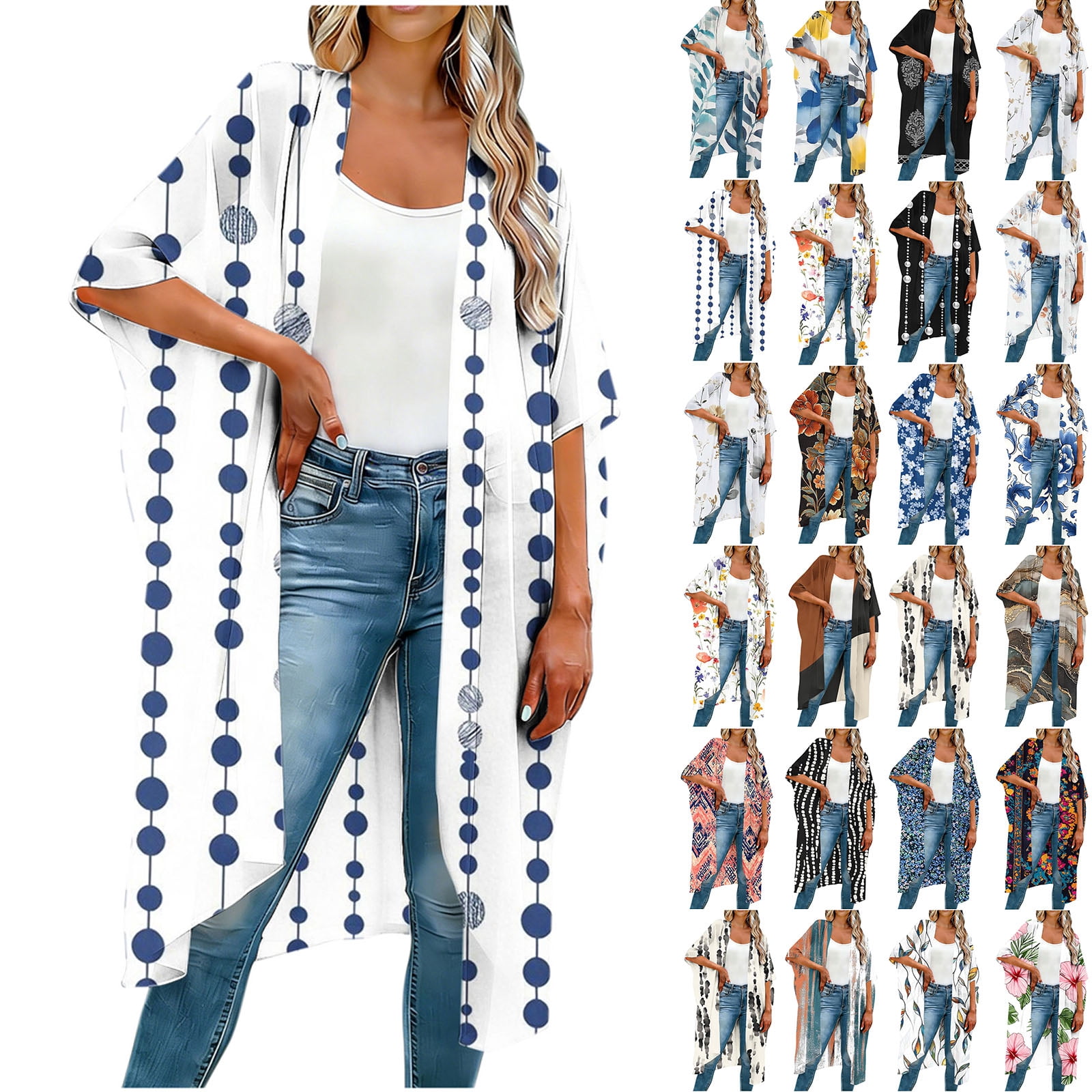 Frostluinai Summer Women Cover Ups Swimwear Open Front Boho Kimono ...