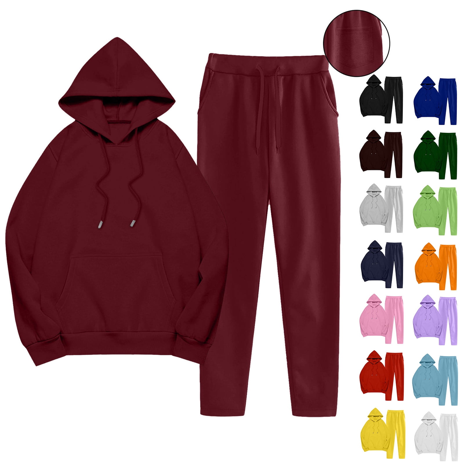 Frostluinai Sweatsuits Women 2 Piece Outfit Fleece Lined Solid Athletic ...