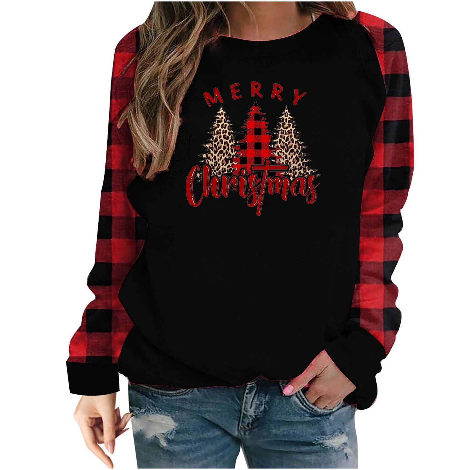 Frostluinai Ugly Christmas Sweaters For Women Funny Printed Plus Size ...