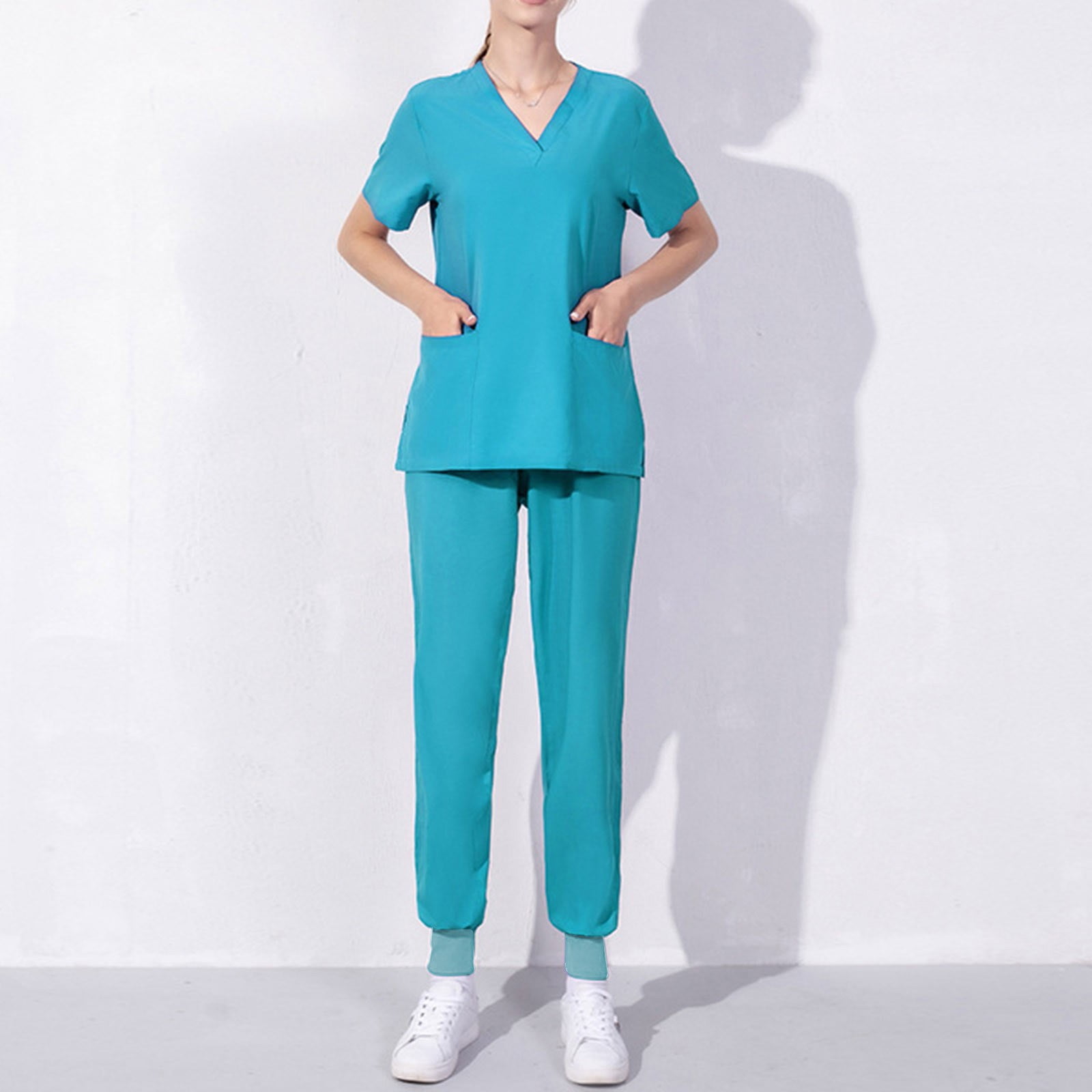 Frostluinai Uniforms Scrubs for Women Set V Neck Short Sleeve Scrubs ...