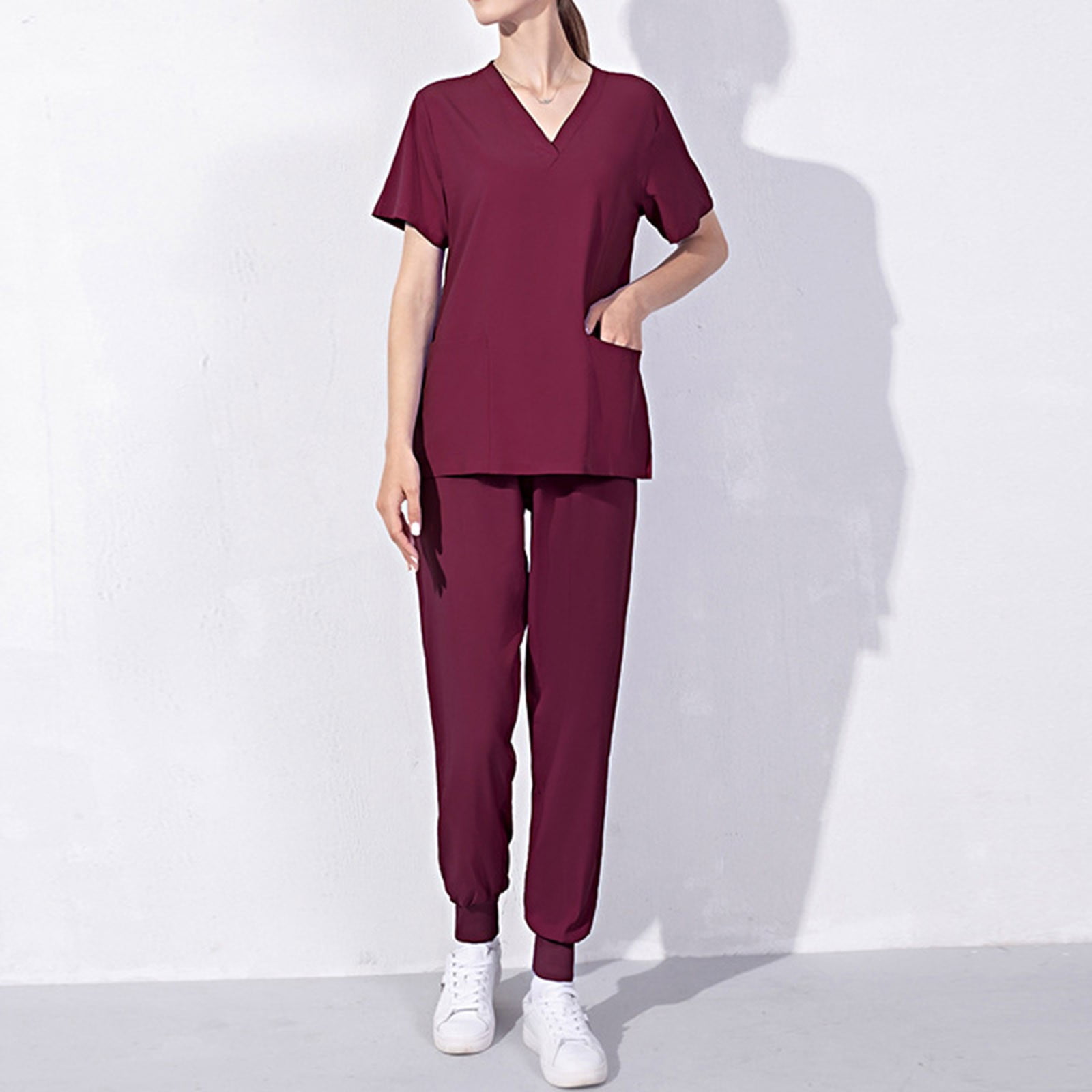 Frostluinai Uniforms Scrubs for Women Set V Neck Short Sleeve Scrubs ...