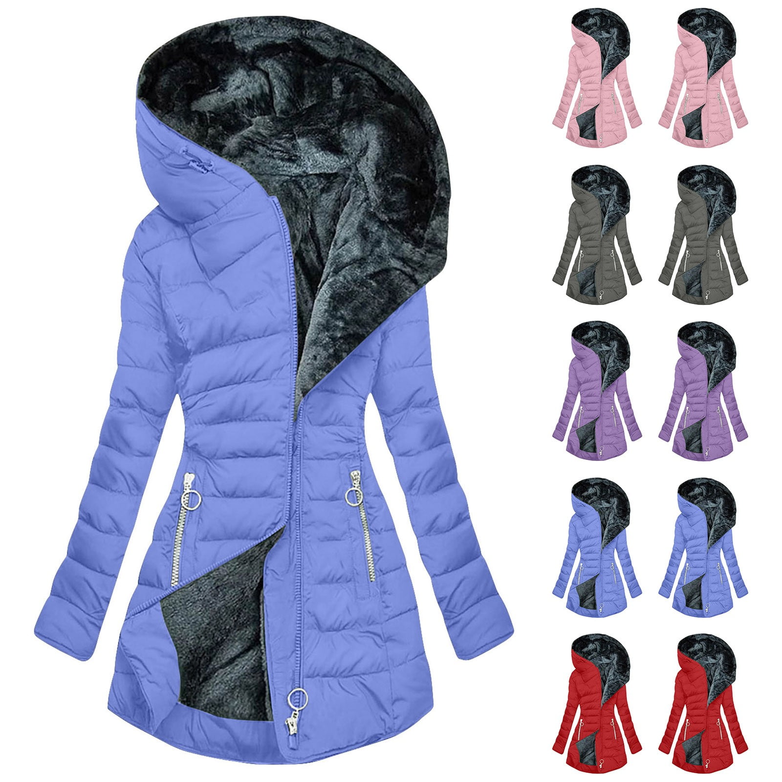 Frostluinai Winter Coats for Women with Hood Plus Size Fleece Lined ...