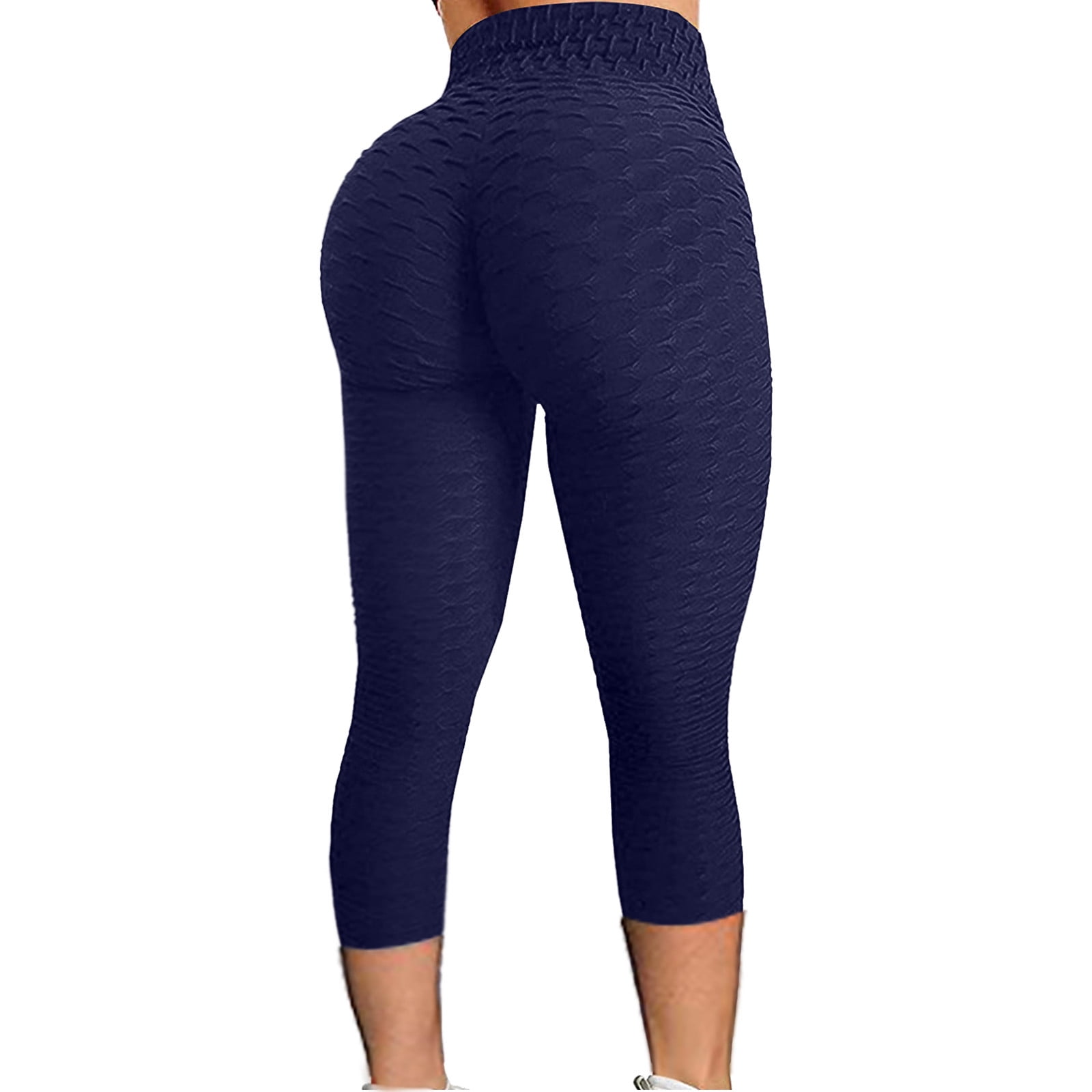 Frostluinai Women'S High Waist Tik Tok Yoga Pants Solid Color Textured ...