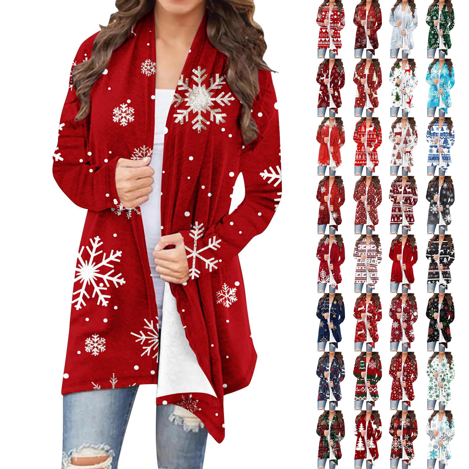 Frostluinai Women's Lightweight Open Front Cardigans Marry Christmas ...