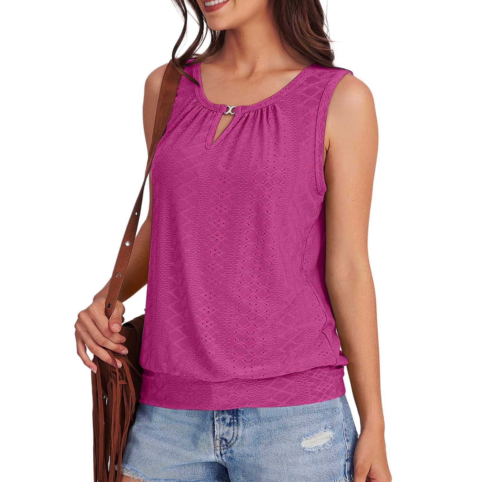 Frostluinai Women's Summer Tank Tops Sleeveless Eyelet Embroidery Tanks ...