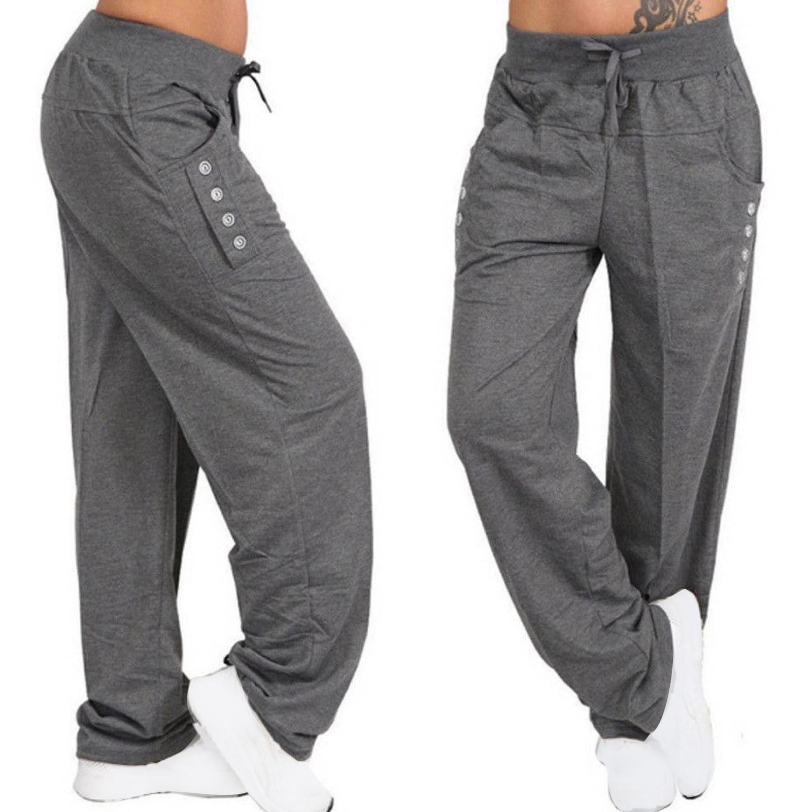 Frostluinai Women's Yoga Wide Leg Pants Elasitc Waist Drawstring Lounge ...